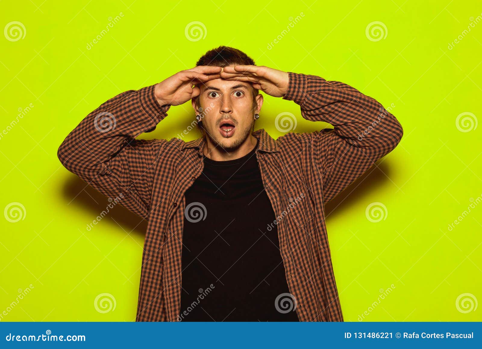 Guy Making the Gesture of Looking at the Camera Stock Image - Image of ...
