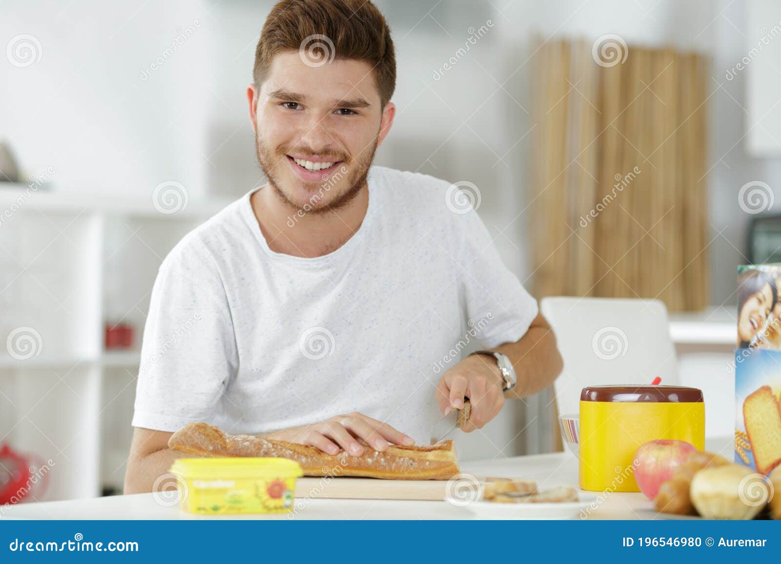 Guy Making Sandwhich at Home Stock Photo - Image of buying, recipe ...