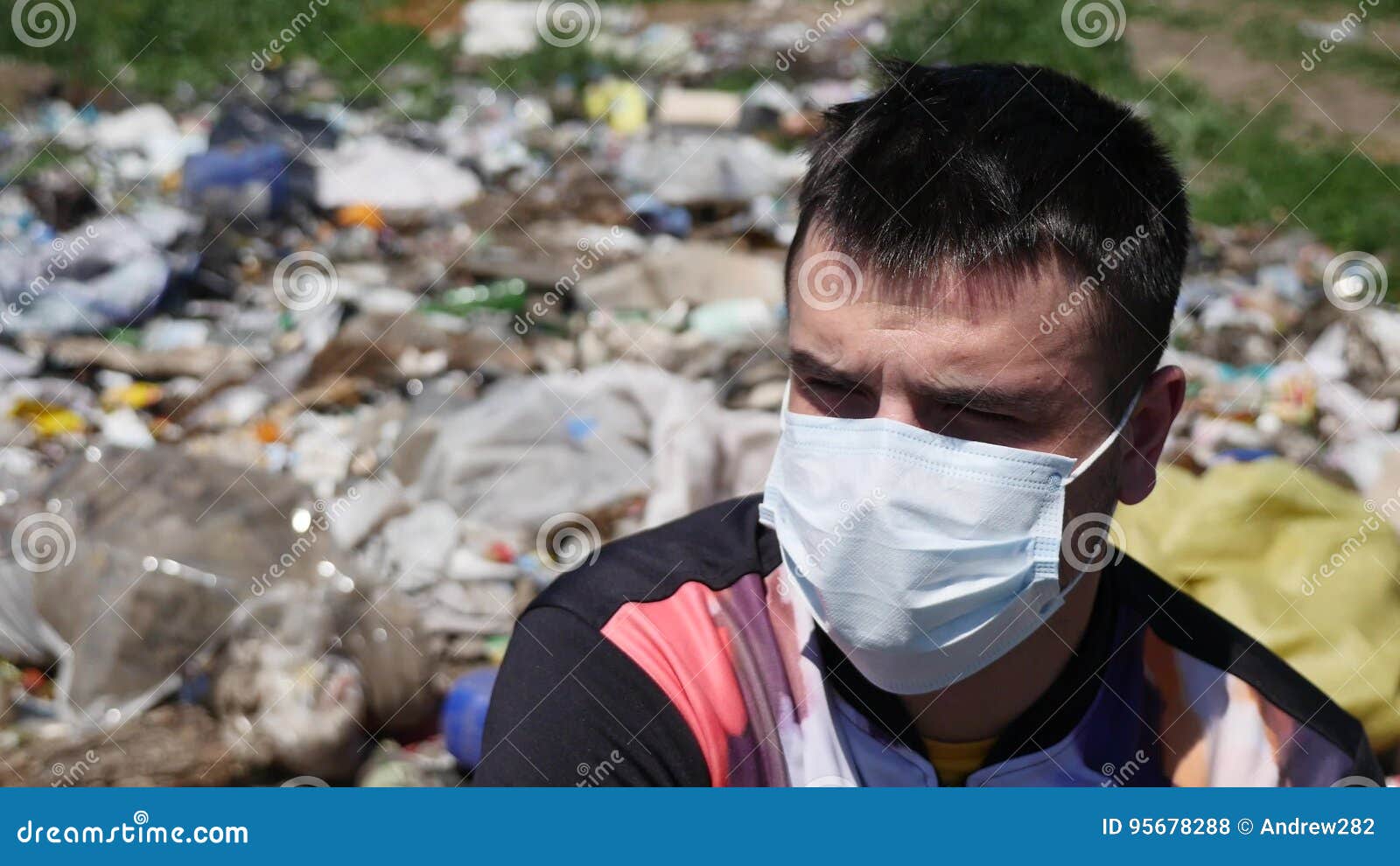 The Guy in the Mask is Sitting on the Garbage Stock Photo - Image of ...