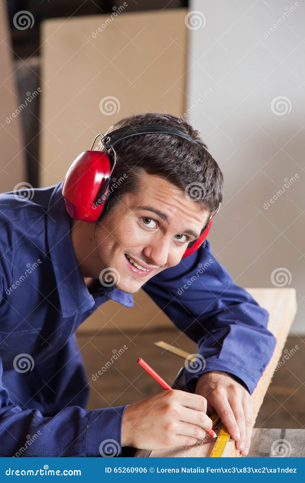 Guy Measuring in His Workshop Stock Photo - Image of equipment ...
