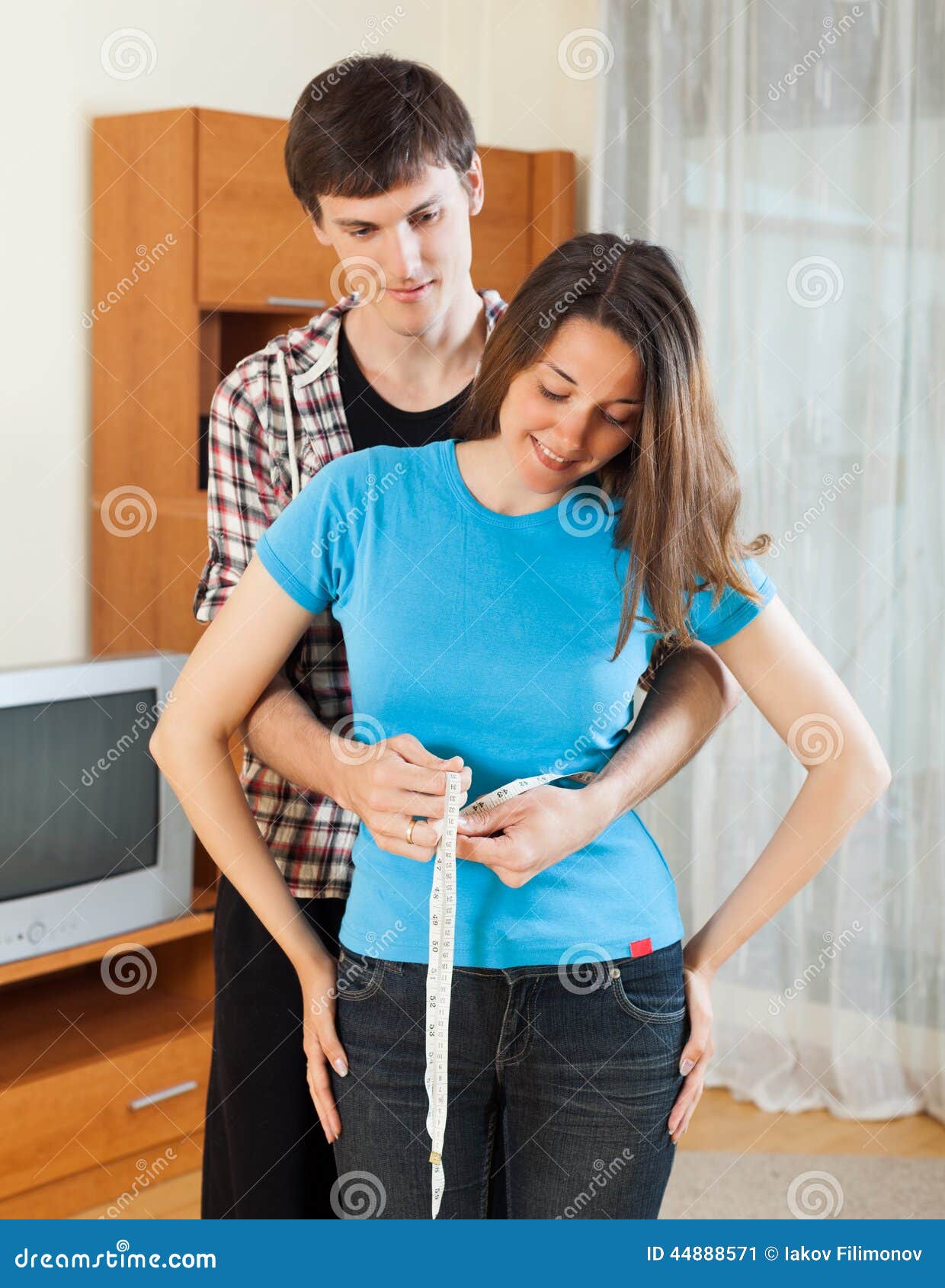 Guy Measuring Waist of Girlfriend Stock Image - Image of slim, figure ...