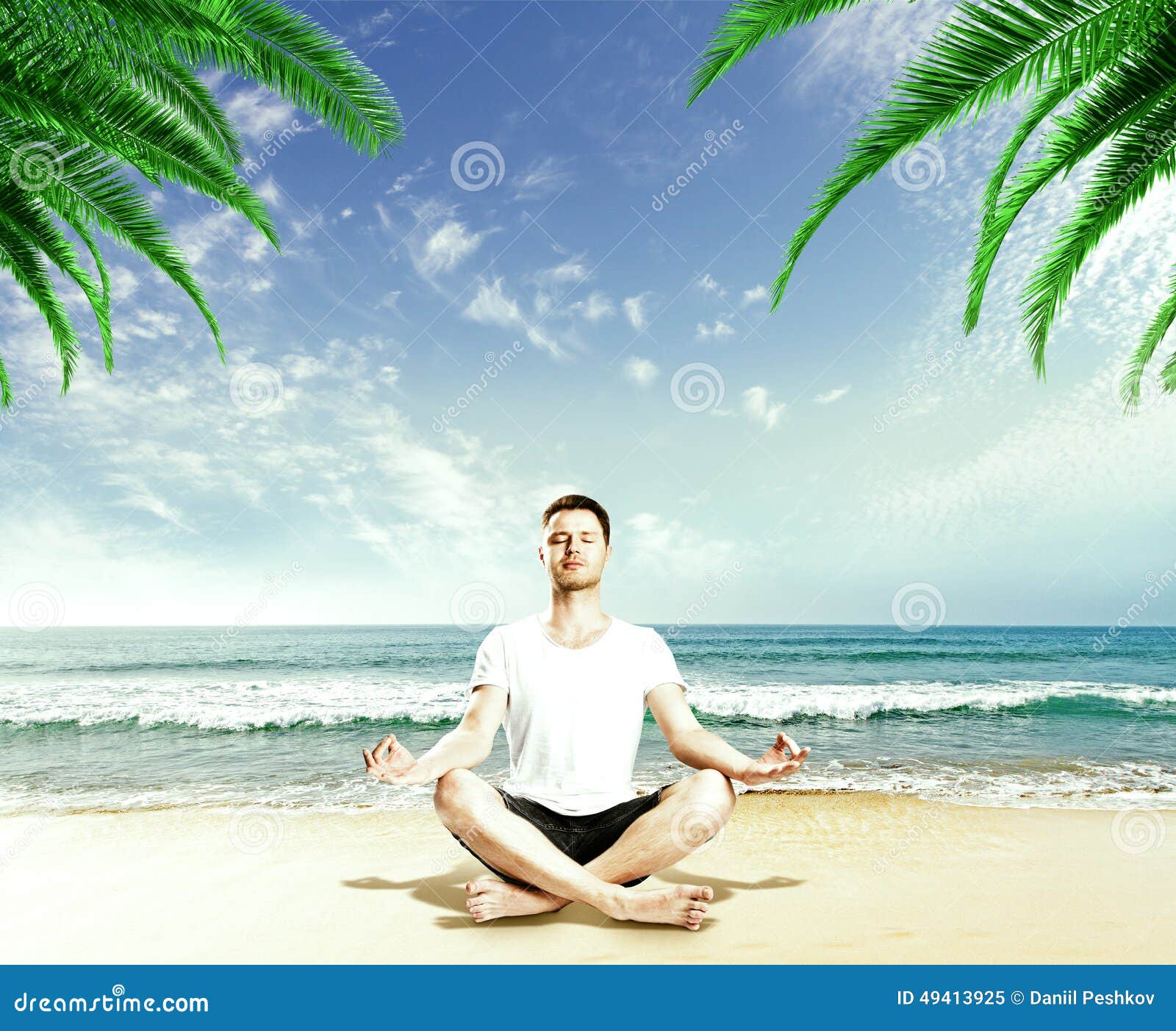 Guy meditation stock image. Image of leaves, flora, frond - 49413925