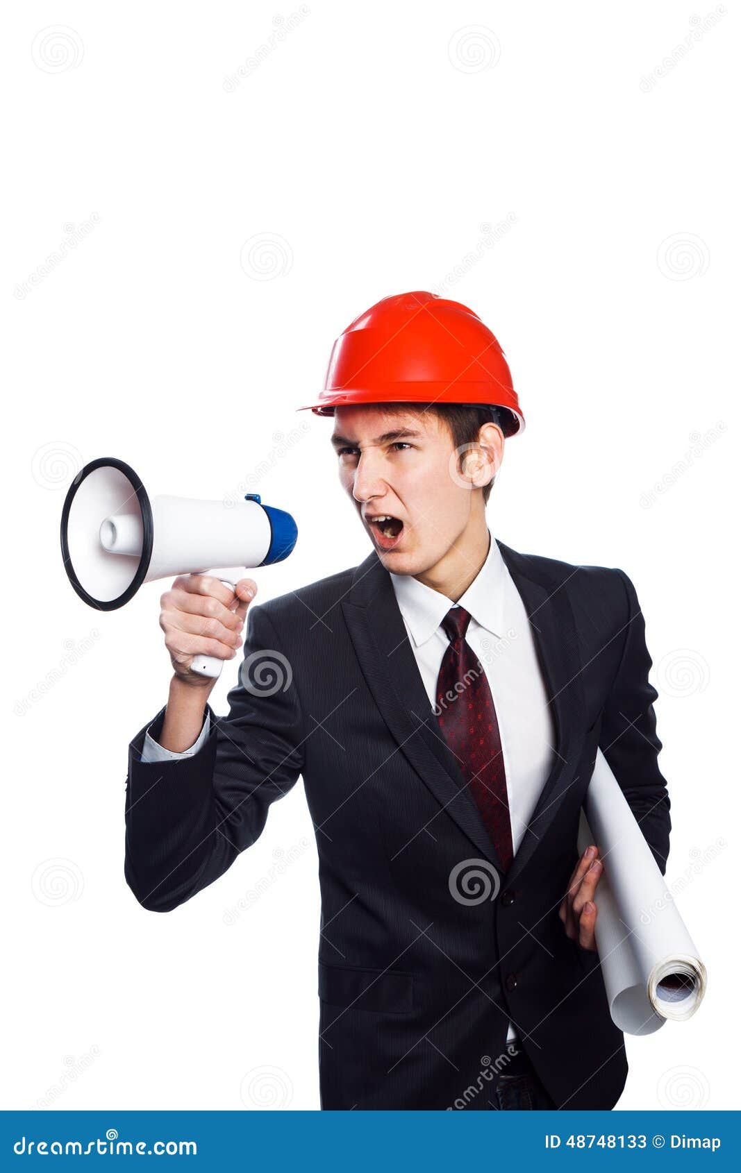 Guy with a megaphone stock image. Image of people, announcement - 48748133