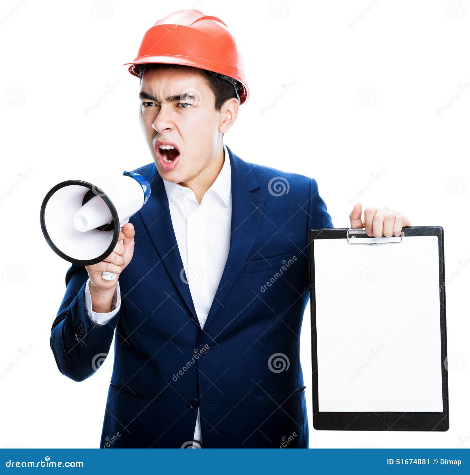 Guy with a megaphone stock image. Image of loud, asian - 51674081