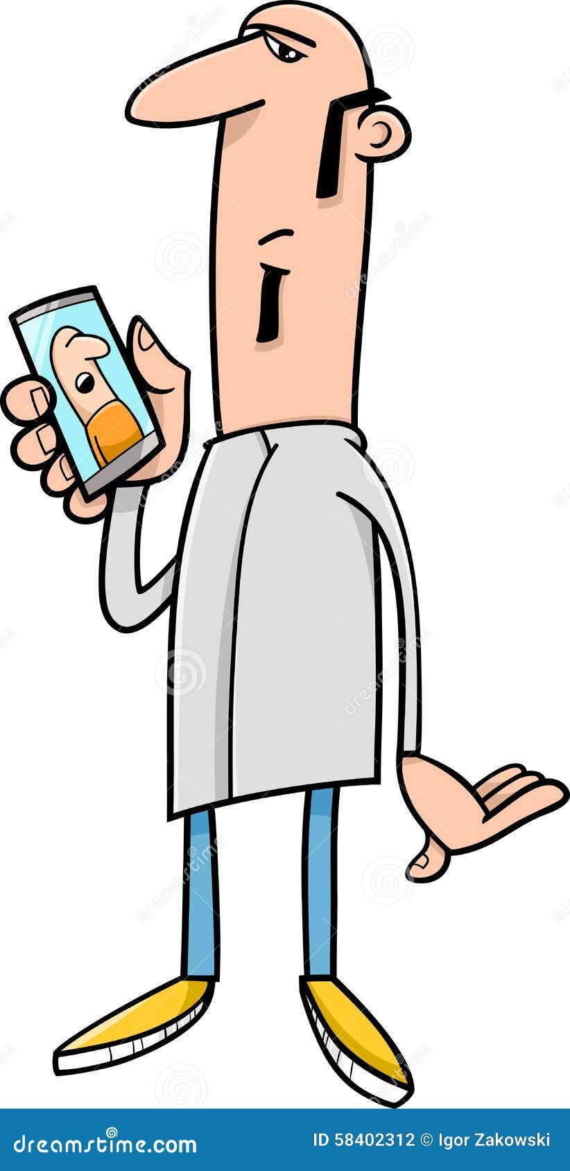 Guy with mobile cartoon stock vector. Illustration of comics - 58402312