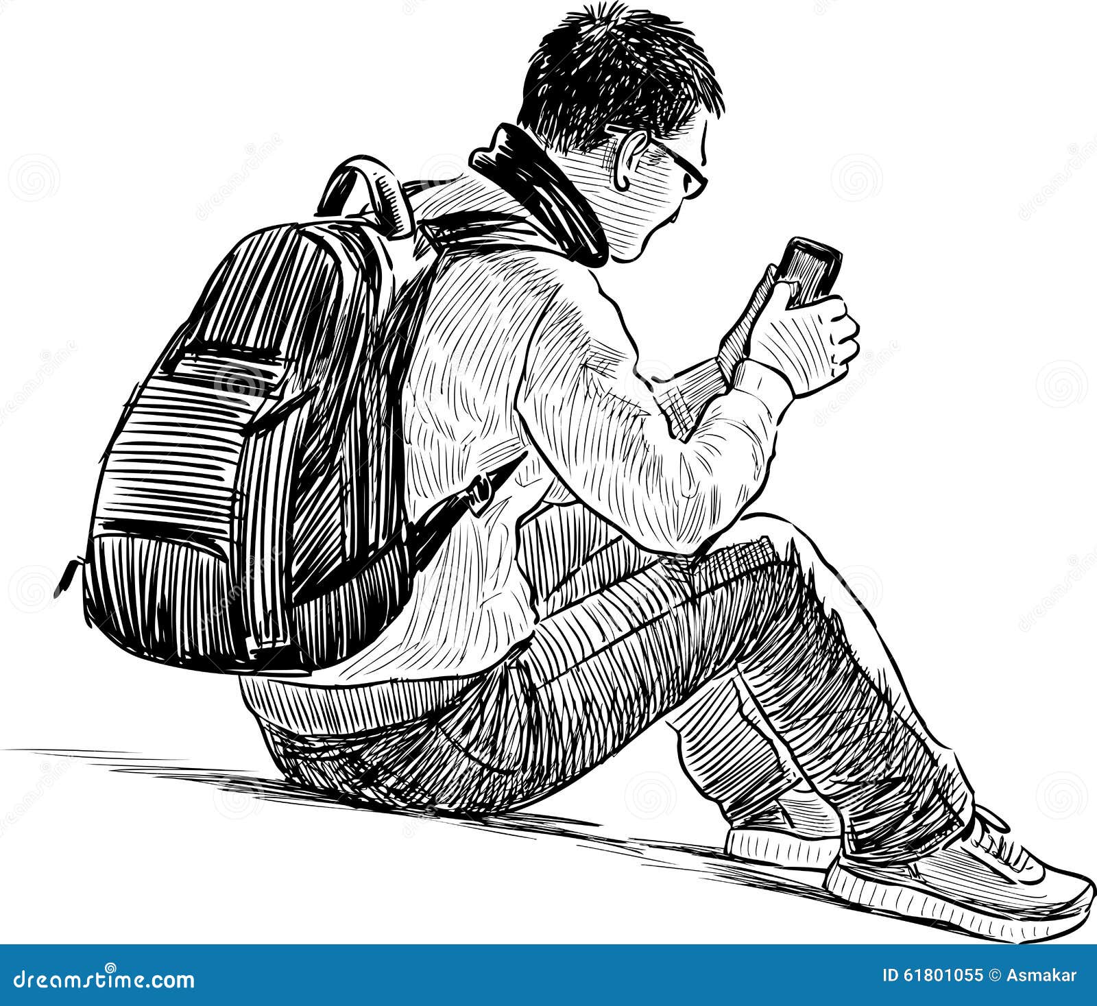 Guy with a mobile phone stock vector. Illustration of phone - 61801055