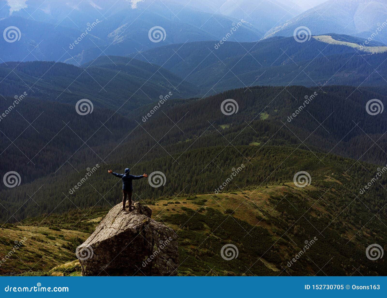 Guy in the Mountains on a Cliff, Hiking Stock Image - Image of peak ...