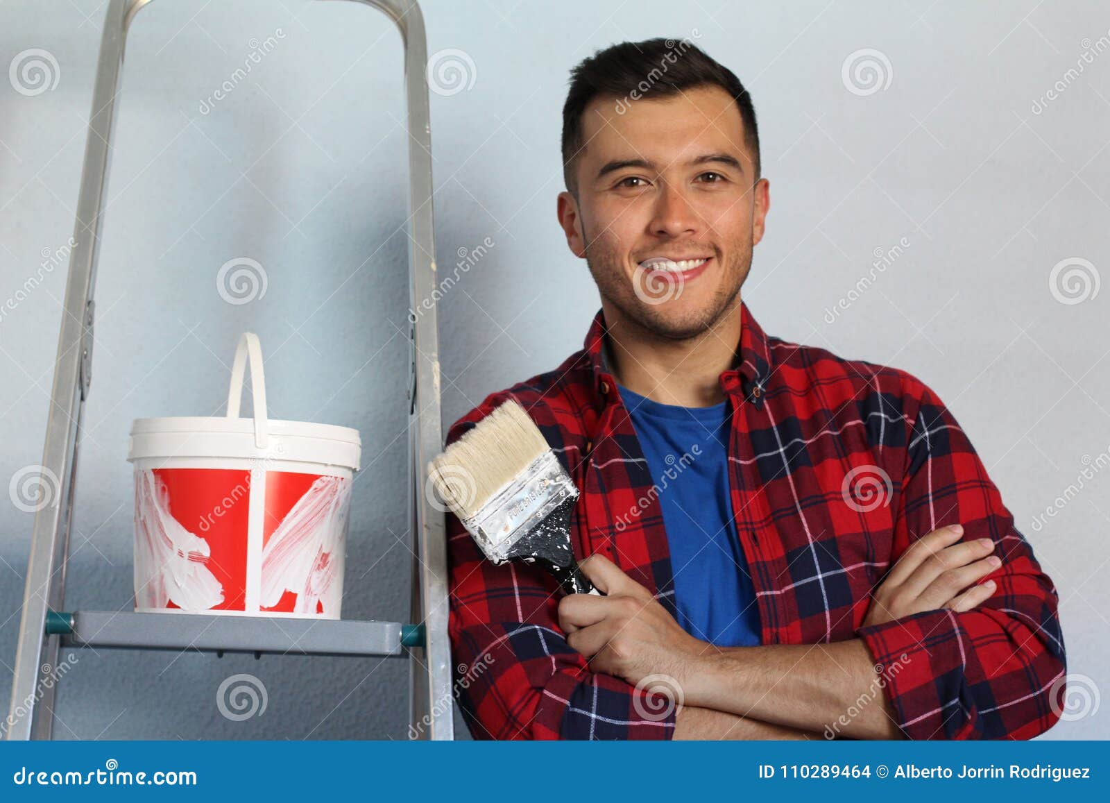 Guy Painting a Wall Isolated Stock Photo - Image of isolated, painter ...