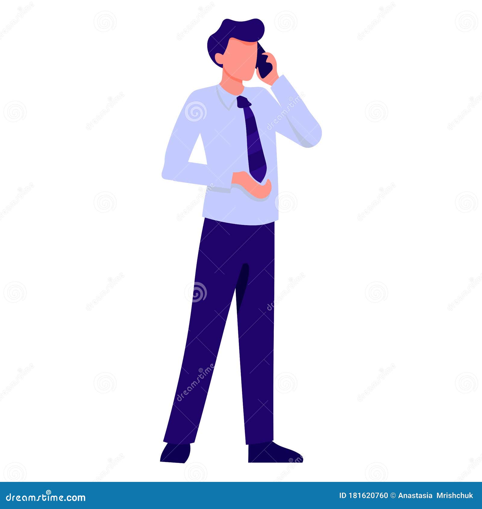 Guy with Phone on a White Background. Vector Illustration Stock ...