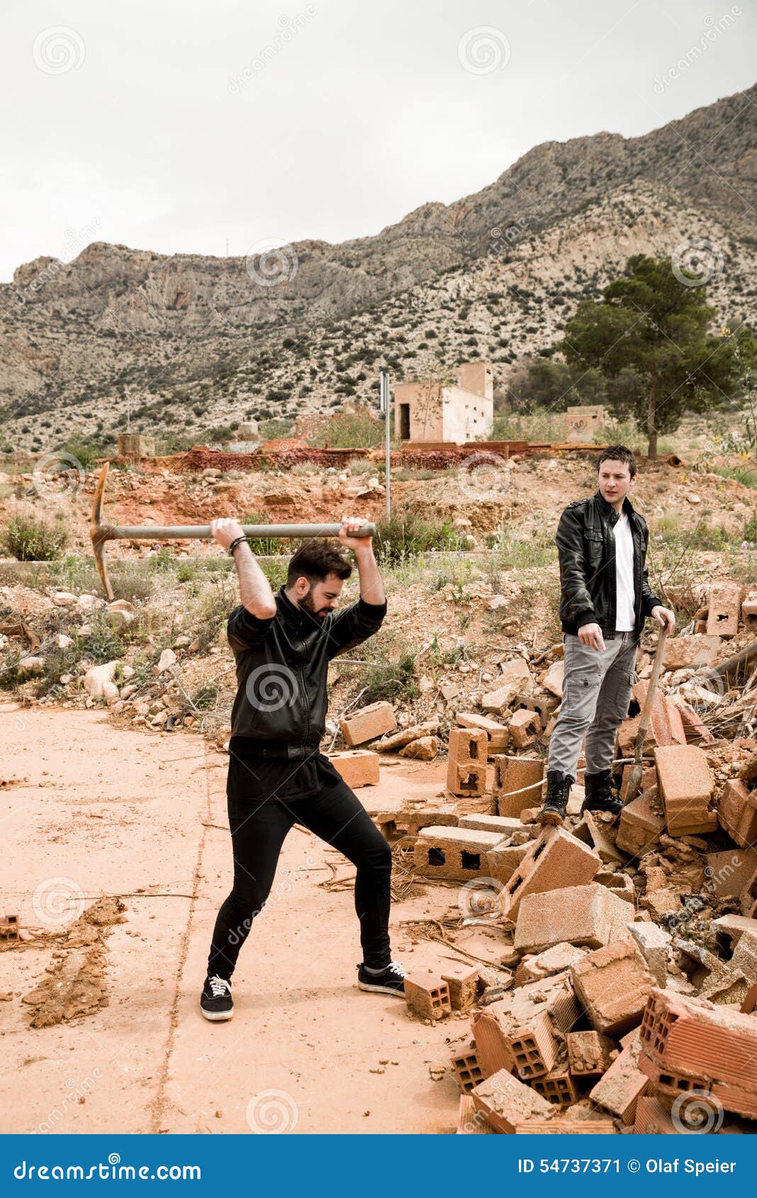 Guy with pickaxe stock image. Image of male, beard, construction - 54737371