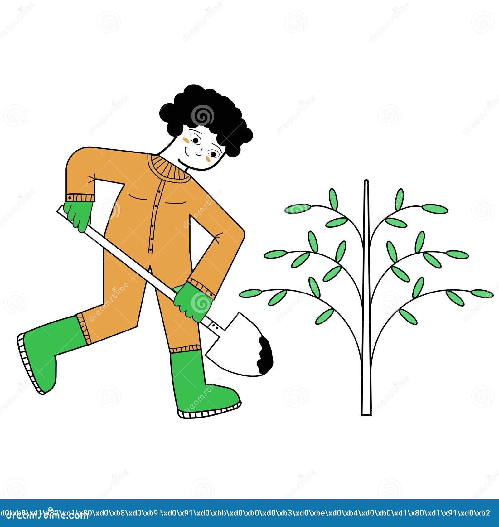 A Guy Plants a Tree. Vector Illustration on the Topic of Environmental ...