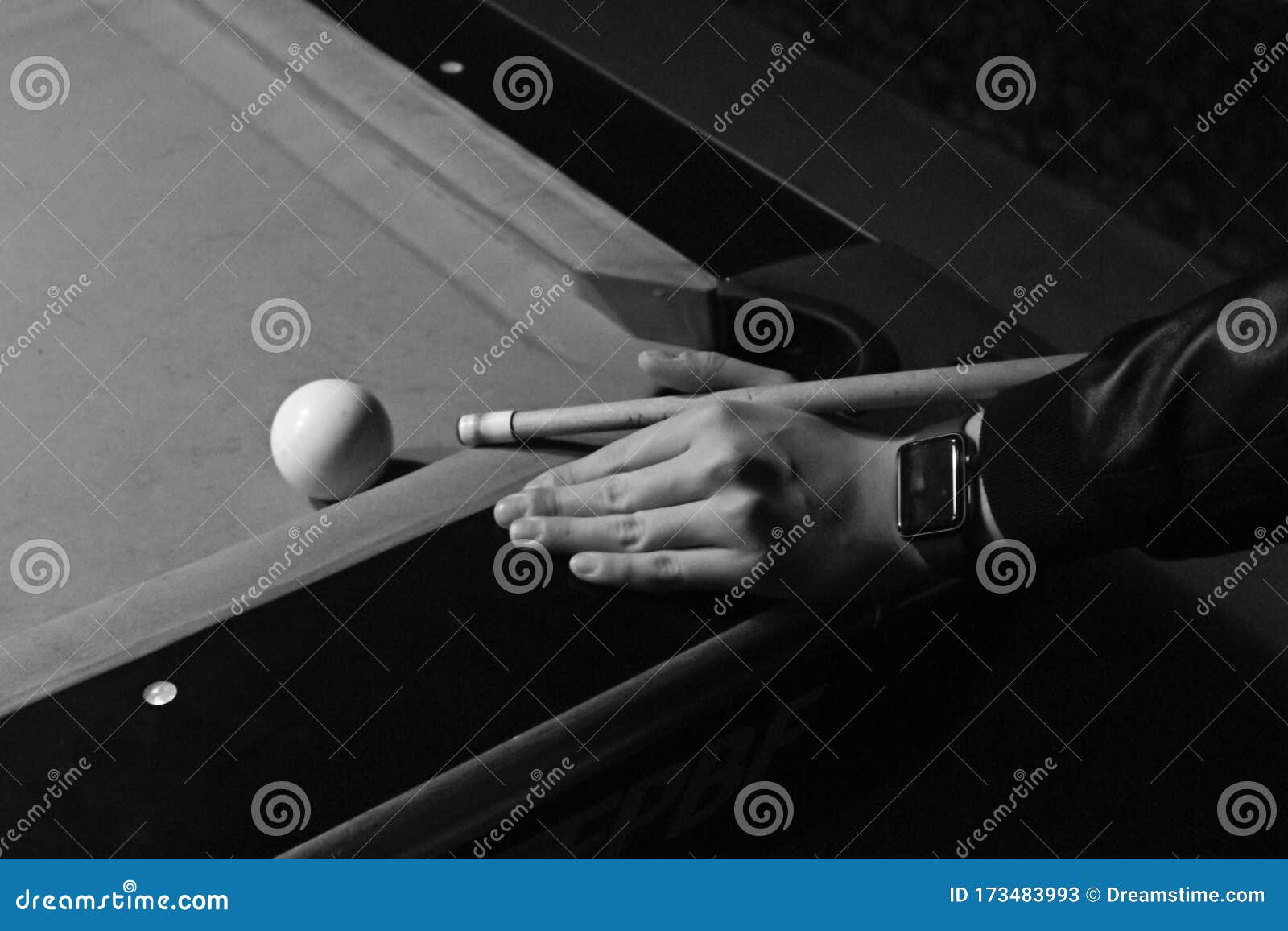 Guy Play Billiard Black and White Foto Stock Image - Image of leisure ...