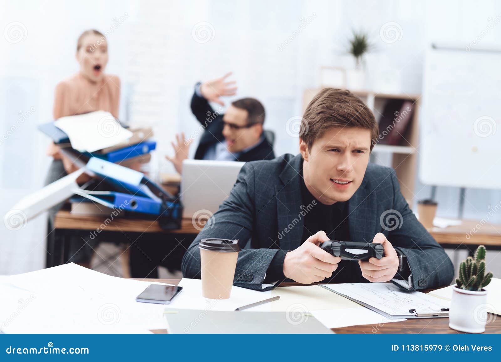 The Guy is Playing a Computer Game. Stock Image - Image of employee ...
