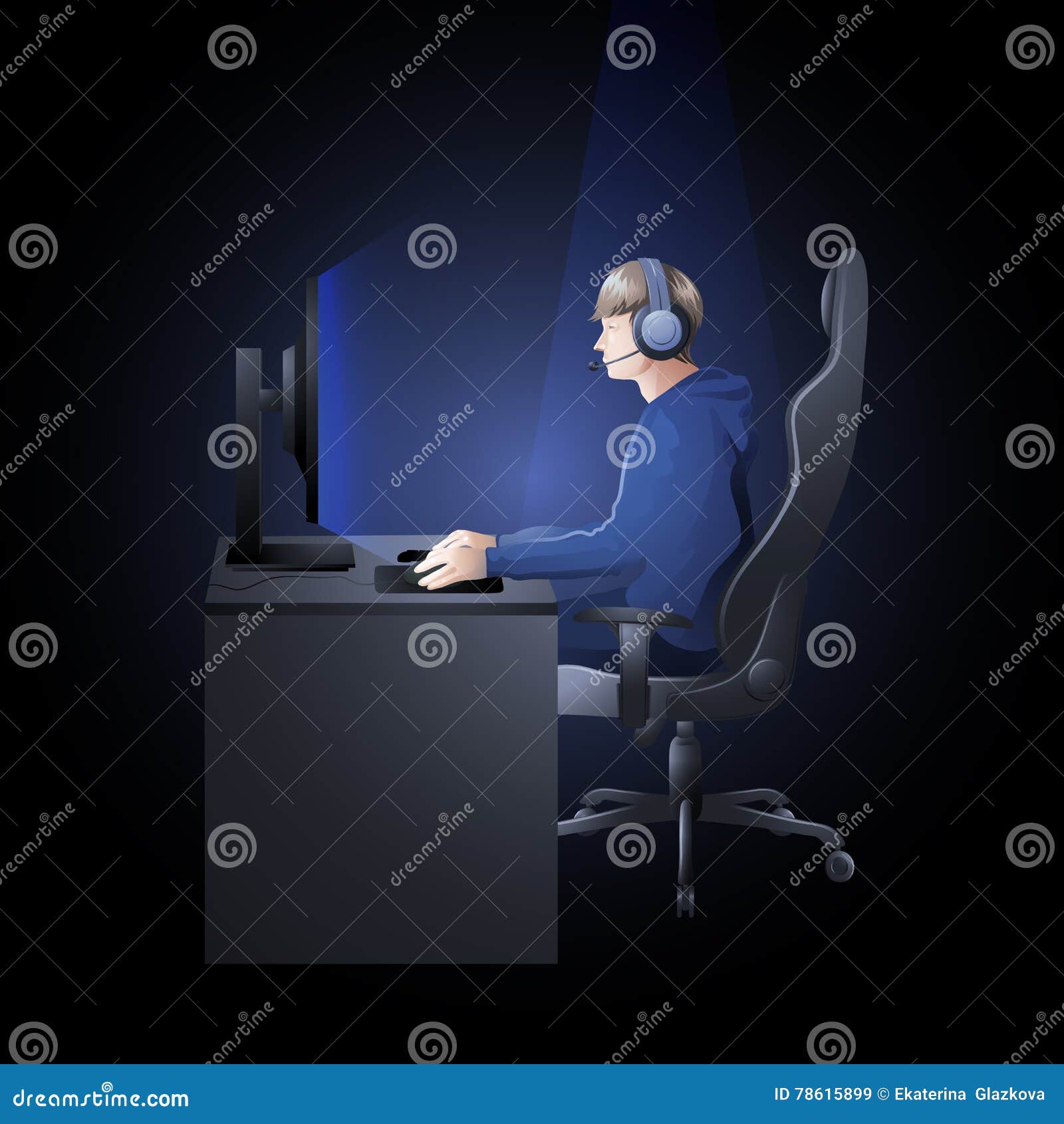 Guy playing the computer stock vector. Illustration of card - 78615899