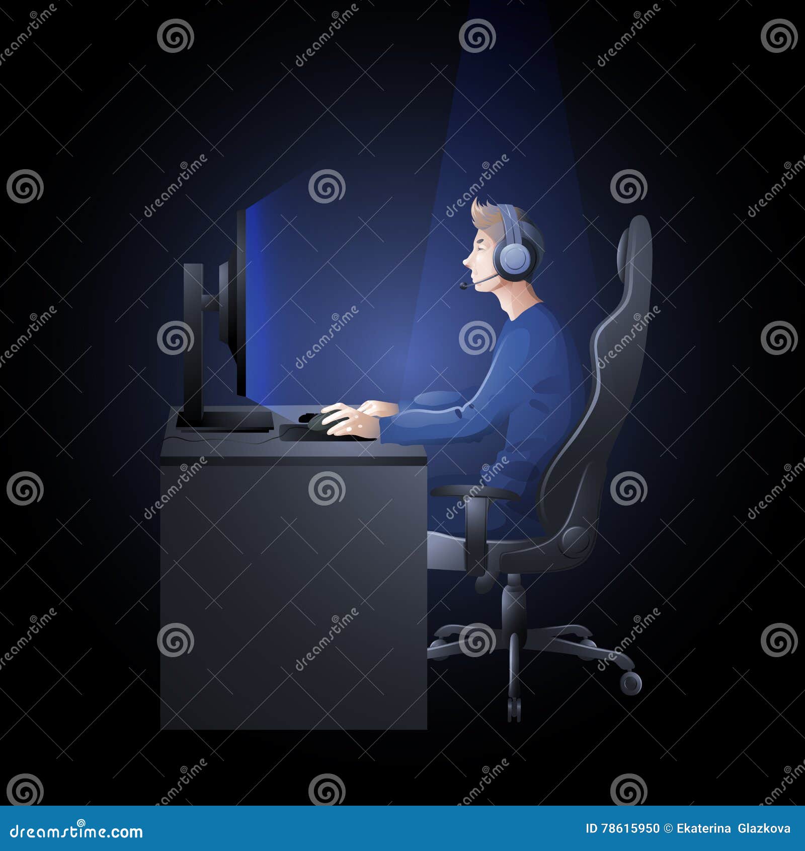 Guy playing the computer stock vector. Illustration of games - 78615950