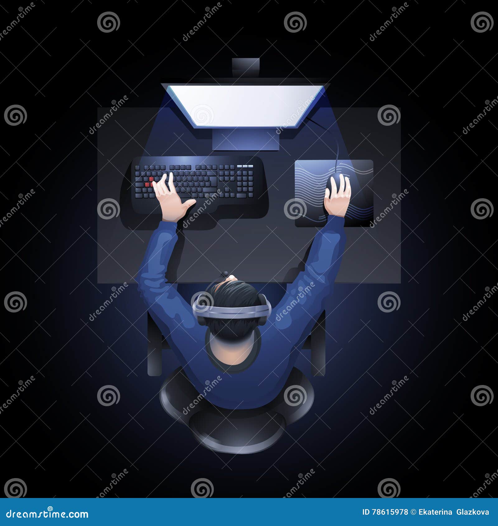 Guy playing the computer stock vector. Illustration of battle - 78615978