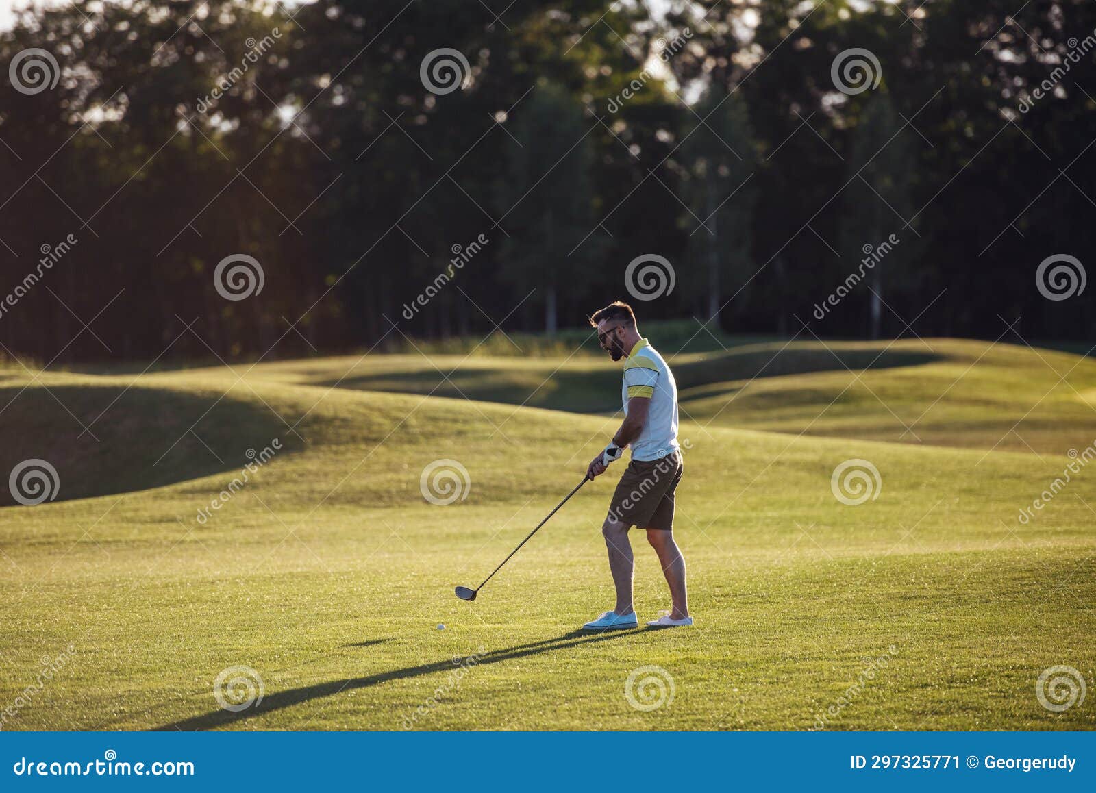 Guy playing golf stock image. Image of fitness, player - 297325771