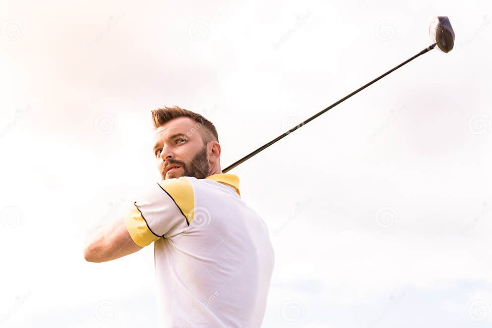 Guy playing golf stock image. Image of active, fresh - 100038669