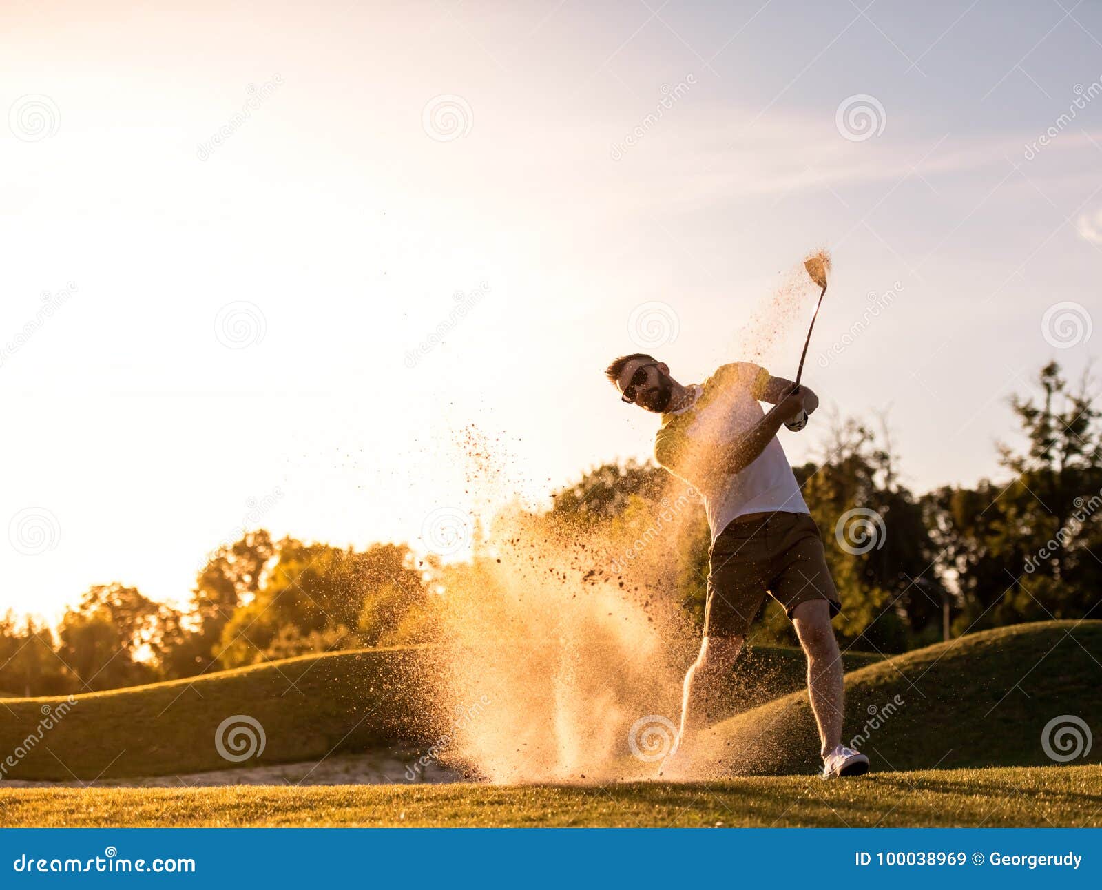 Guy playing golf stock image. Image of club, sand, caucasian - 100038969