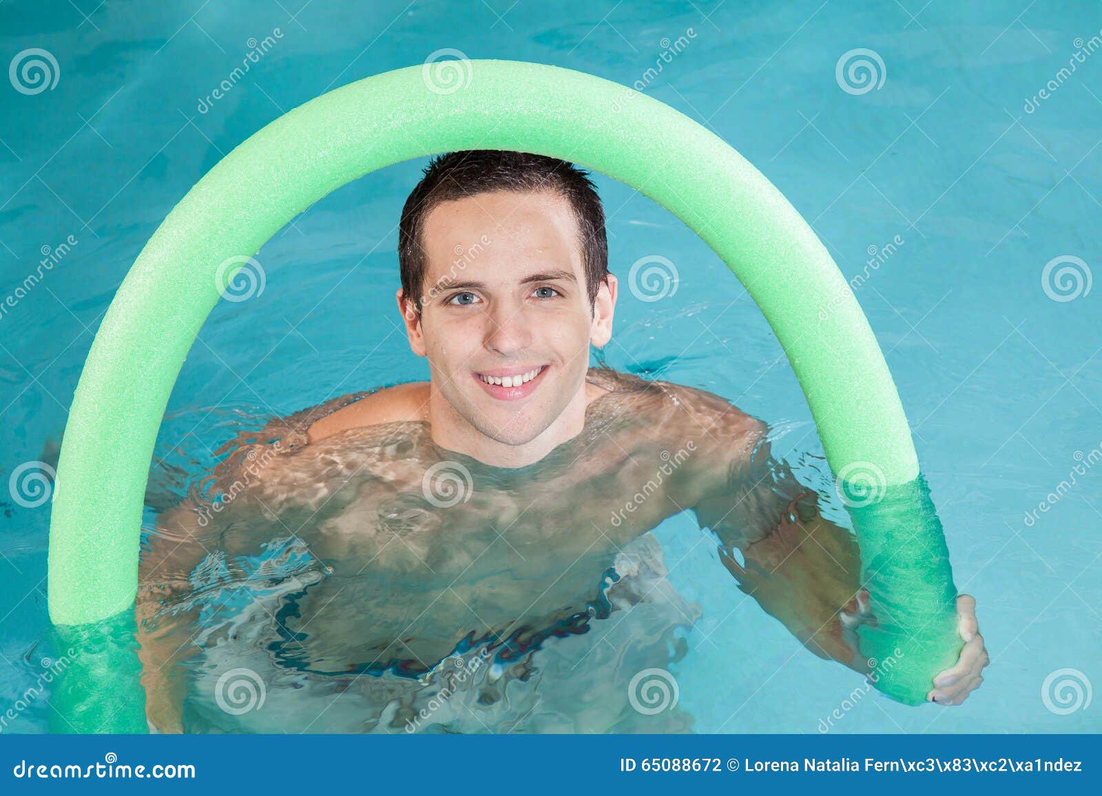 Guy Playing Inside the Pool Stock Photo - Image of look, healthy: 65088672
