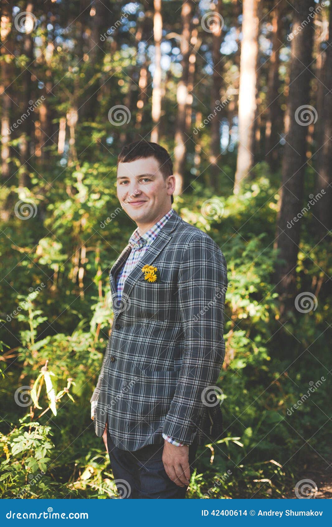 Guy poses in forest stock photo. Image of ceremony, evening - 42400614