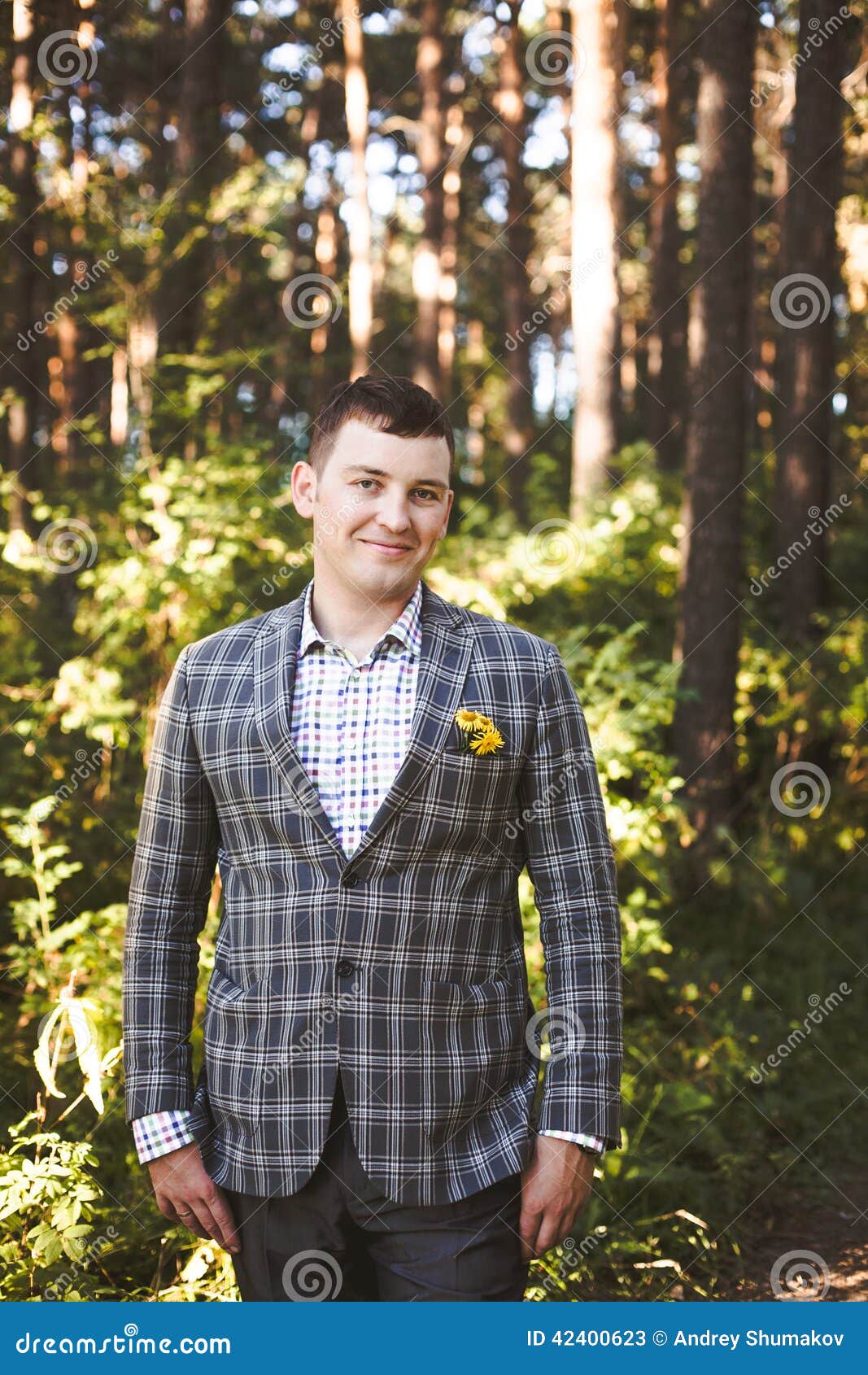 Guy poses in forest stock image. Image of smile, ceremony - 42400623