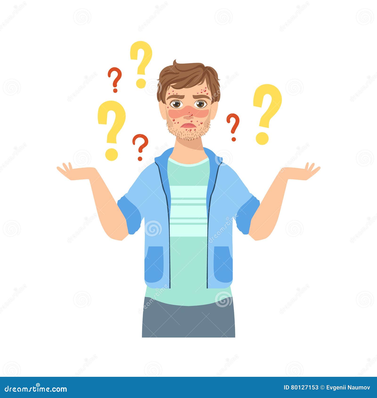 Guy with Problematic Skin Looking for Skin Treatment Cosmetics Solution ...