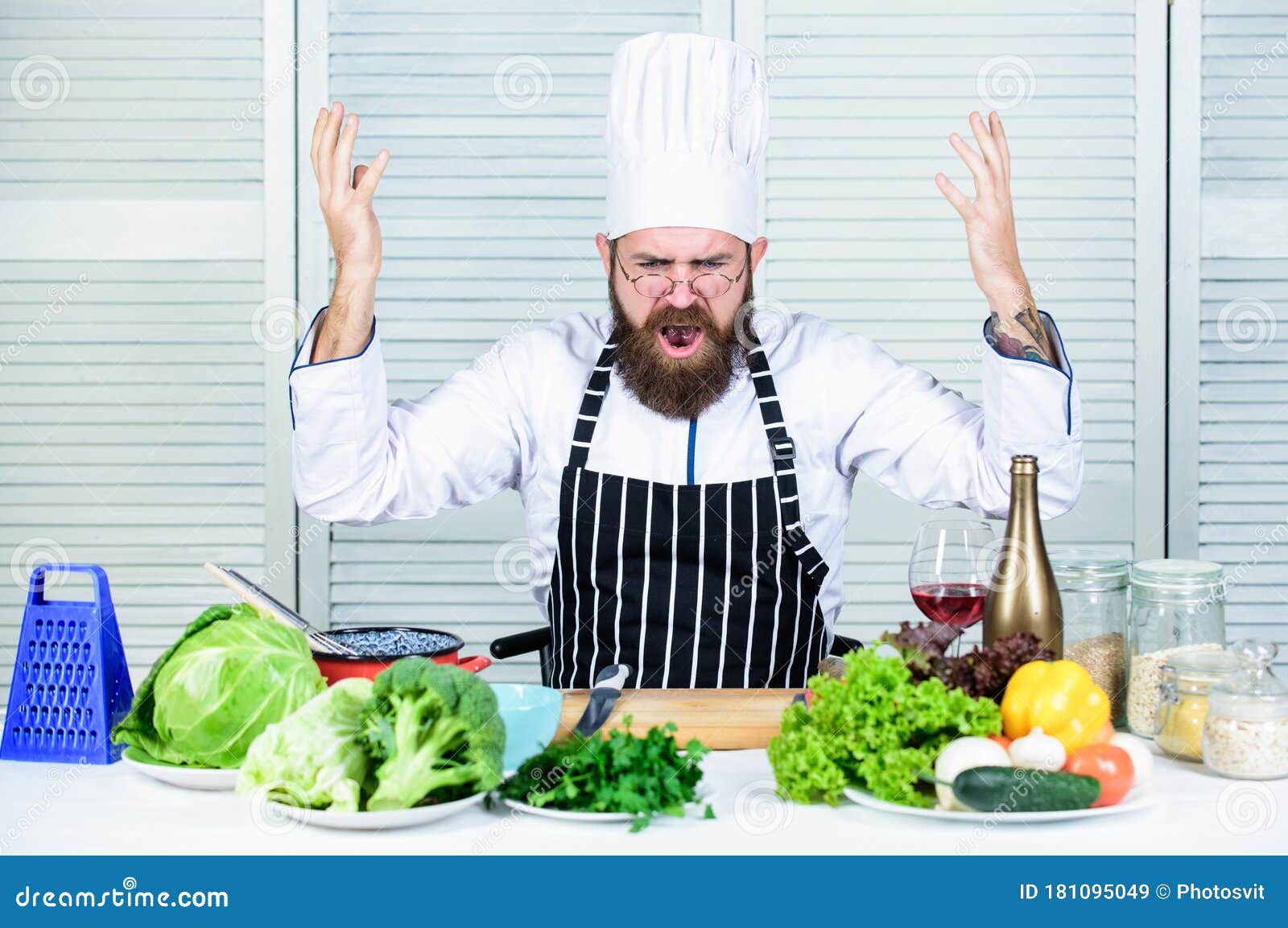 Guy in Professional Uniform Ready Cook. Master Chef Concept. Culinary ...