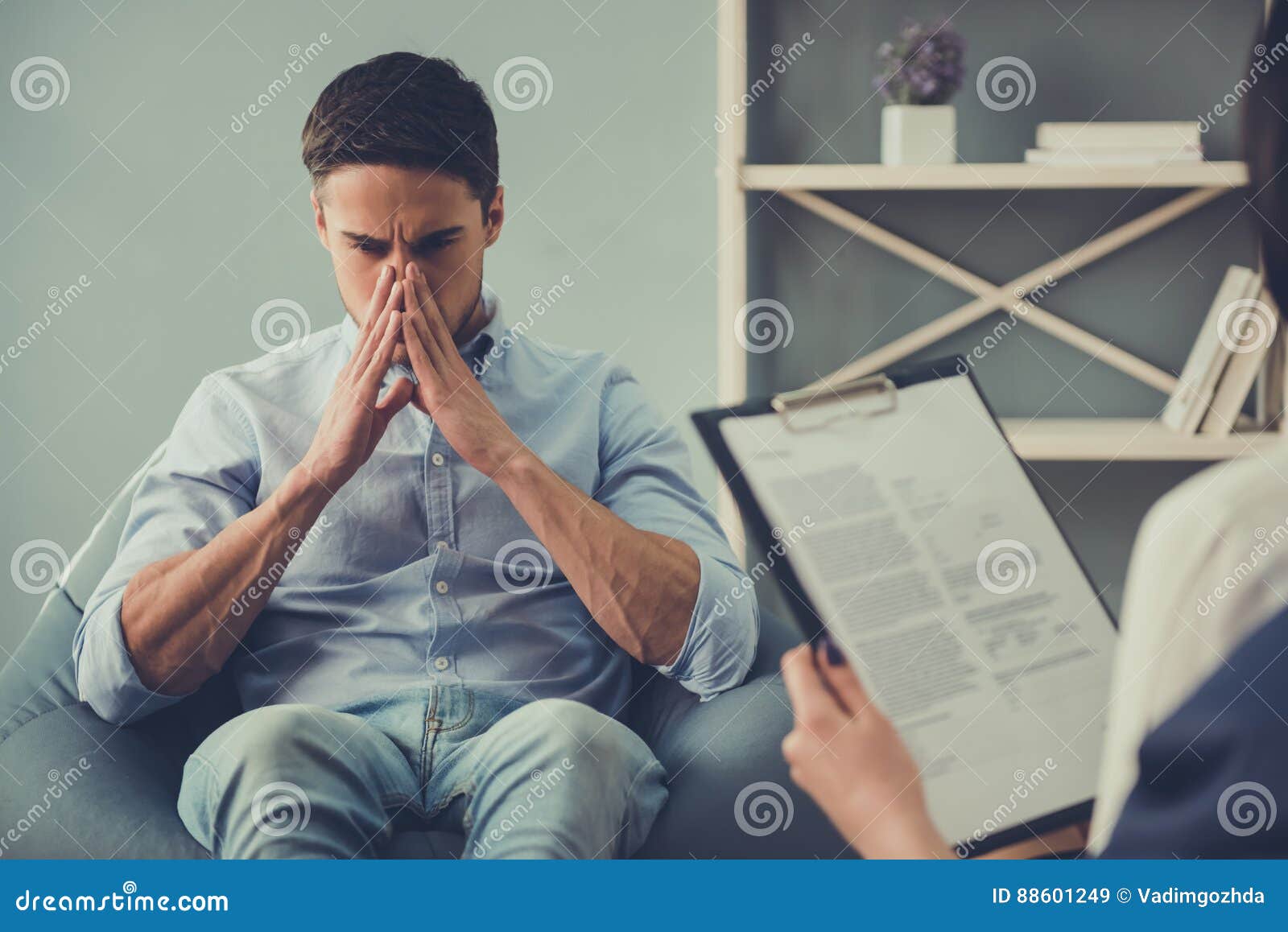 Guy at the psychologist stock image. Image of casual - 88601249