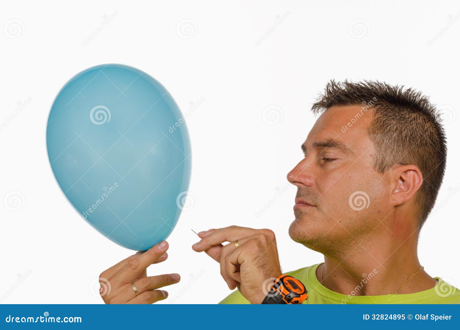 A guy puncturing a balloon stock image. Image of mischievous - 32824895