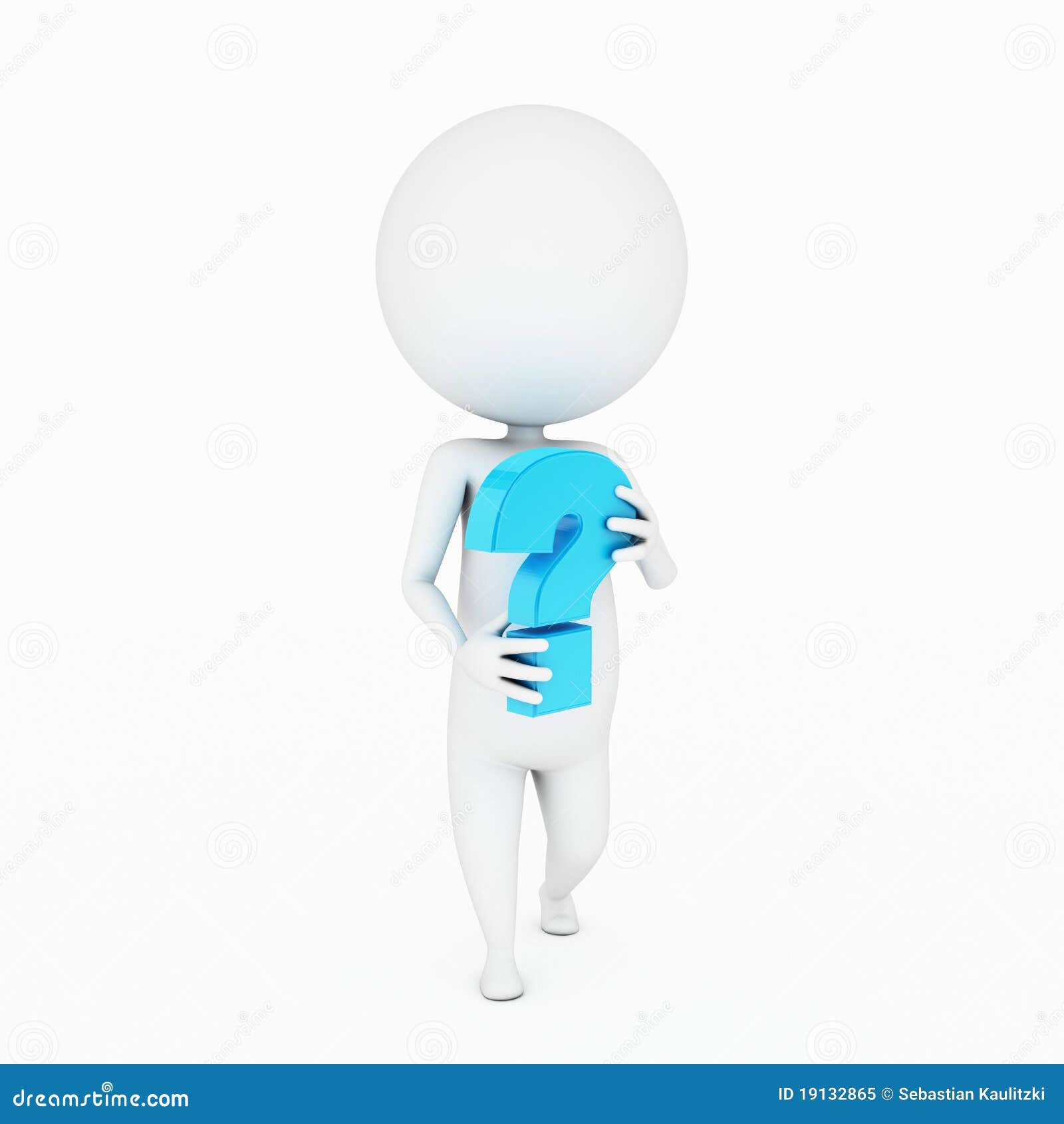 Guy with a question mark stock illustration. Illustration of render ...