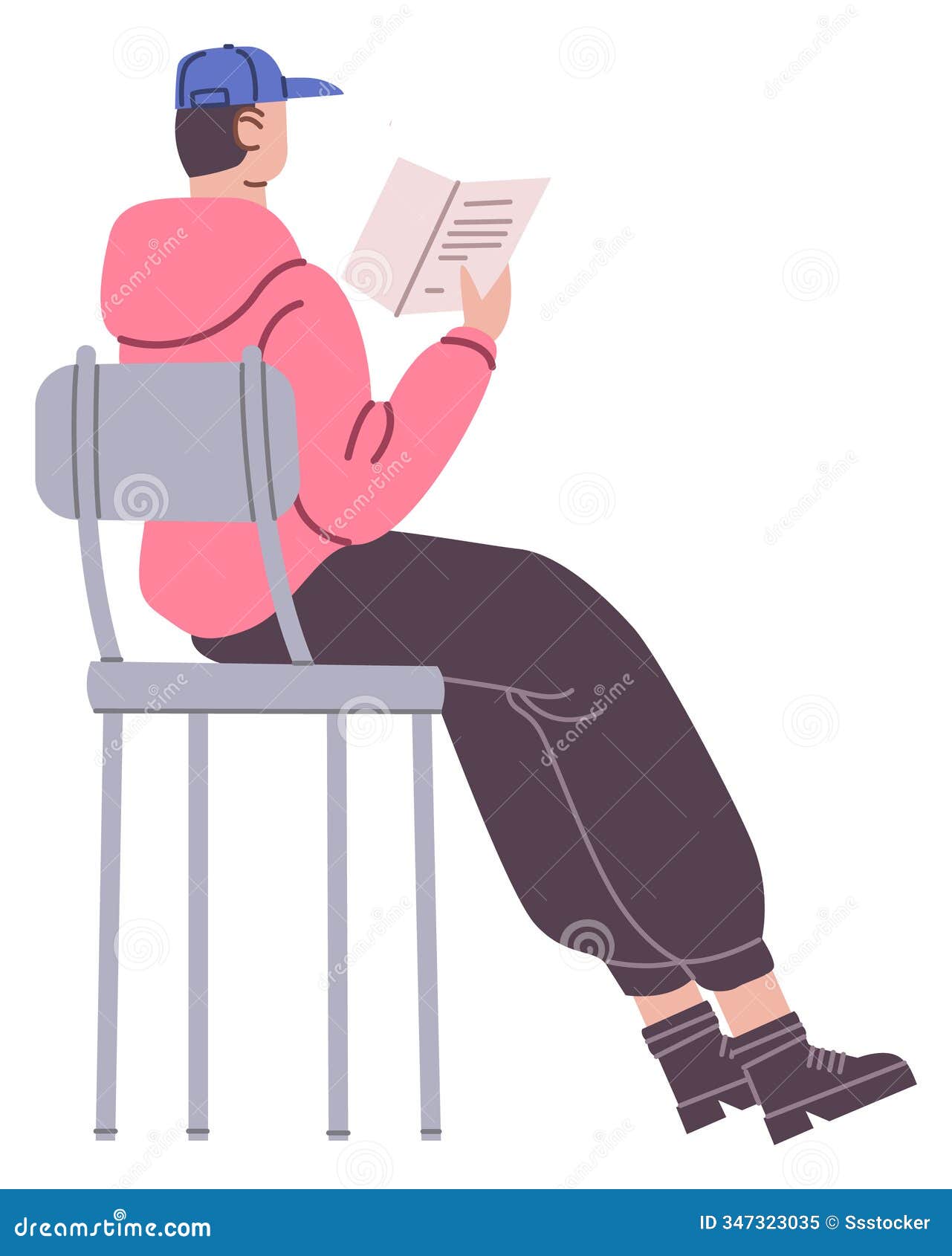Guy Read Book Back View. Academic Student Stock Illustration ...