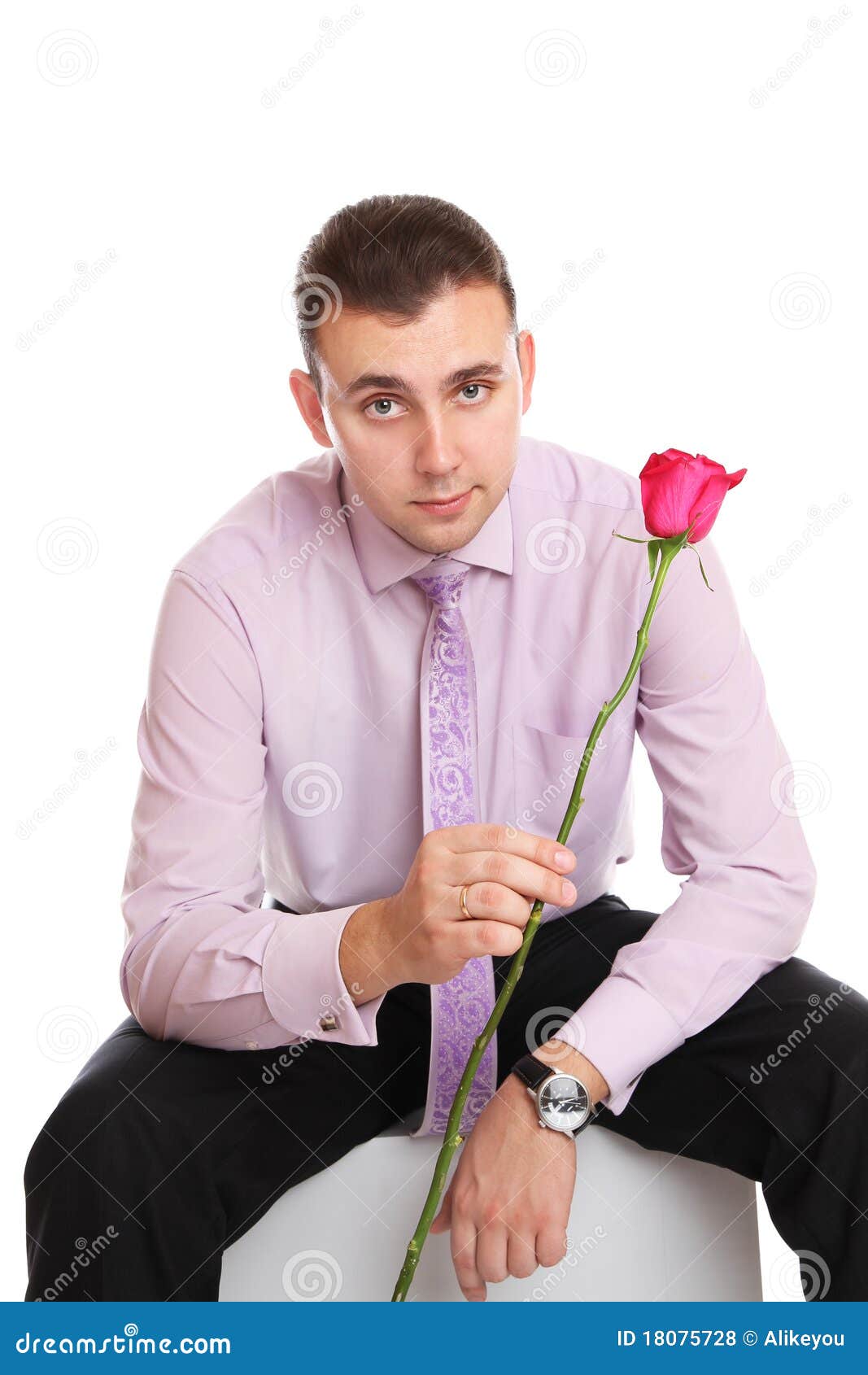 Guy with a red rose stock photo. Image of handsome, anniversary - 18075728