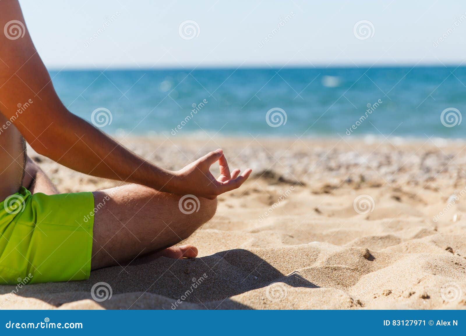 Guy Relaxes on Picturesque Seaside Stock Image - Image of calm, blue ...