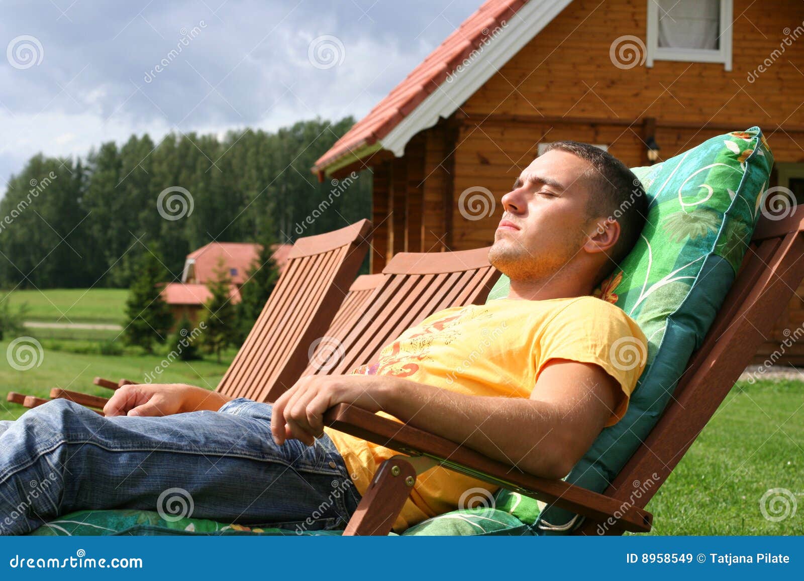 Guy relaxing stock image. Image of beauty, weekend, chairs - 8958549