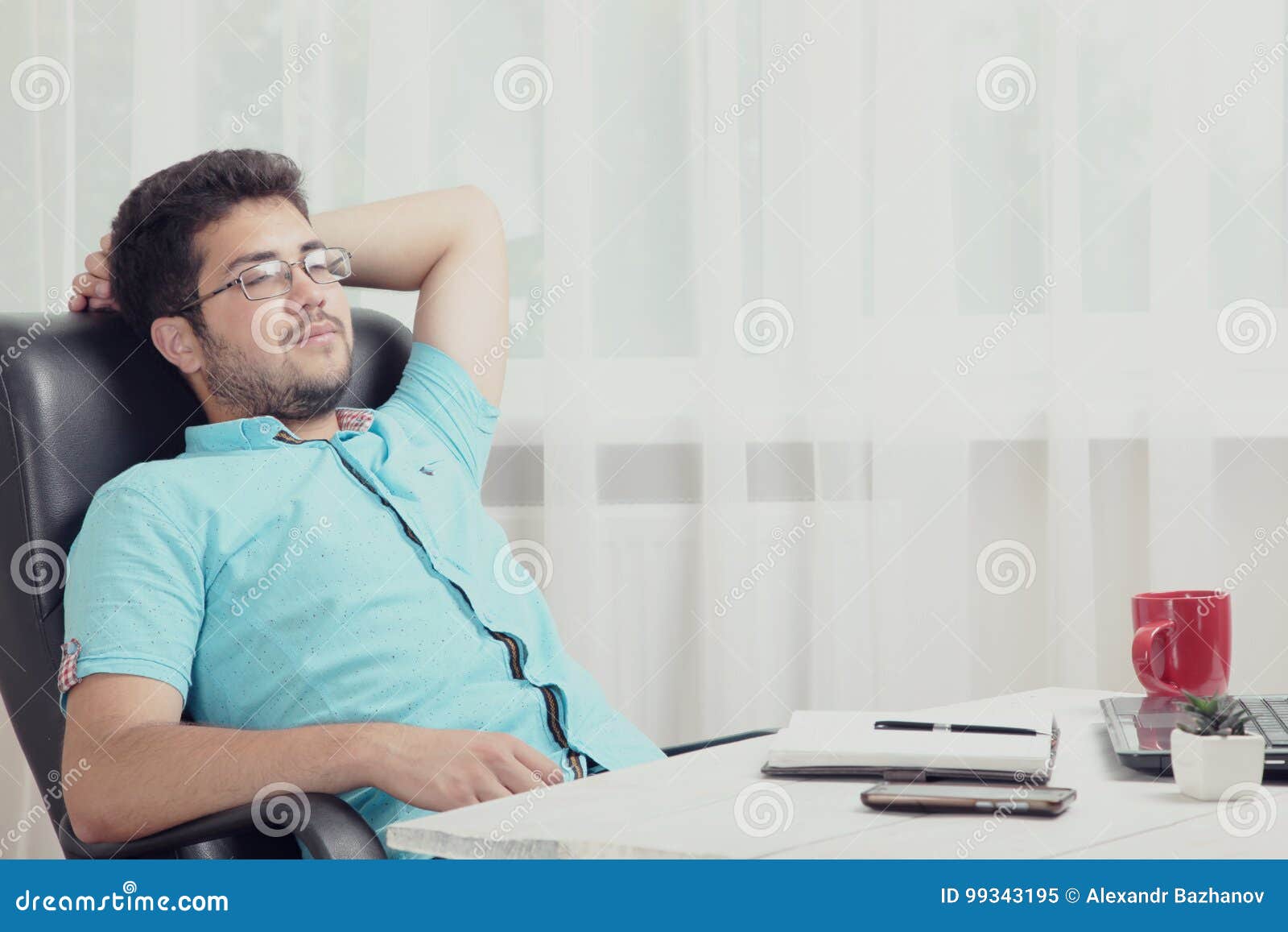 The Guy is Resting on a Chair Stock Image - Image of office, people ...