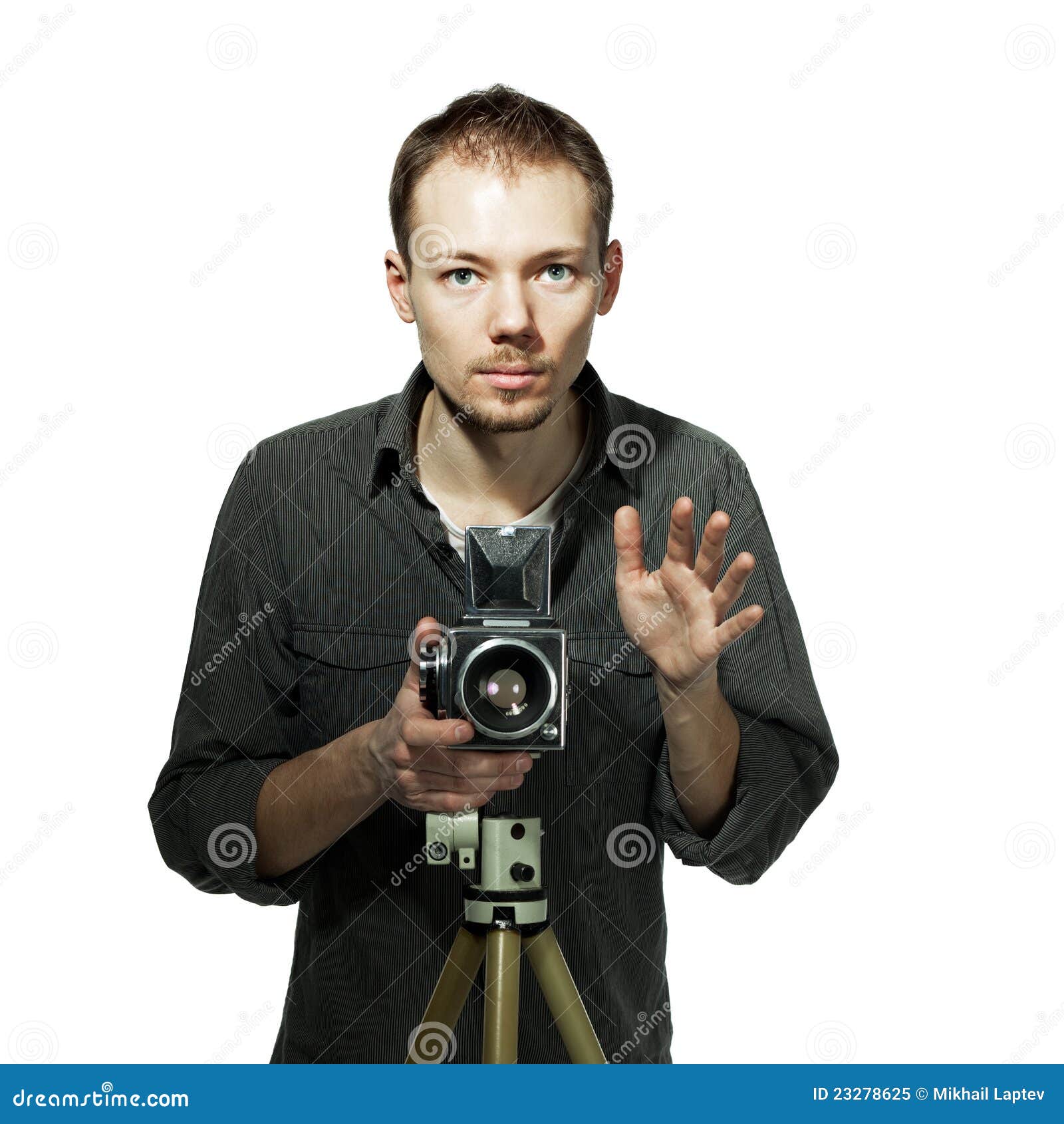 Guy with retro camera stock image. Image of adult, camera - 23278625