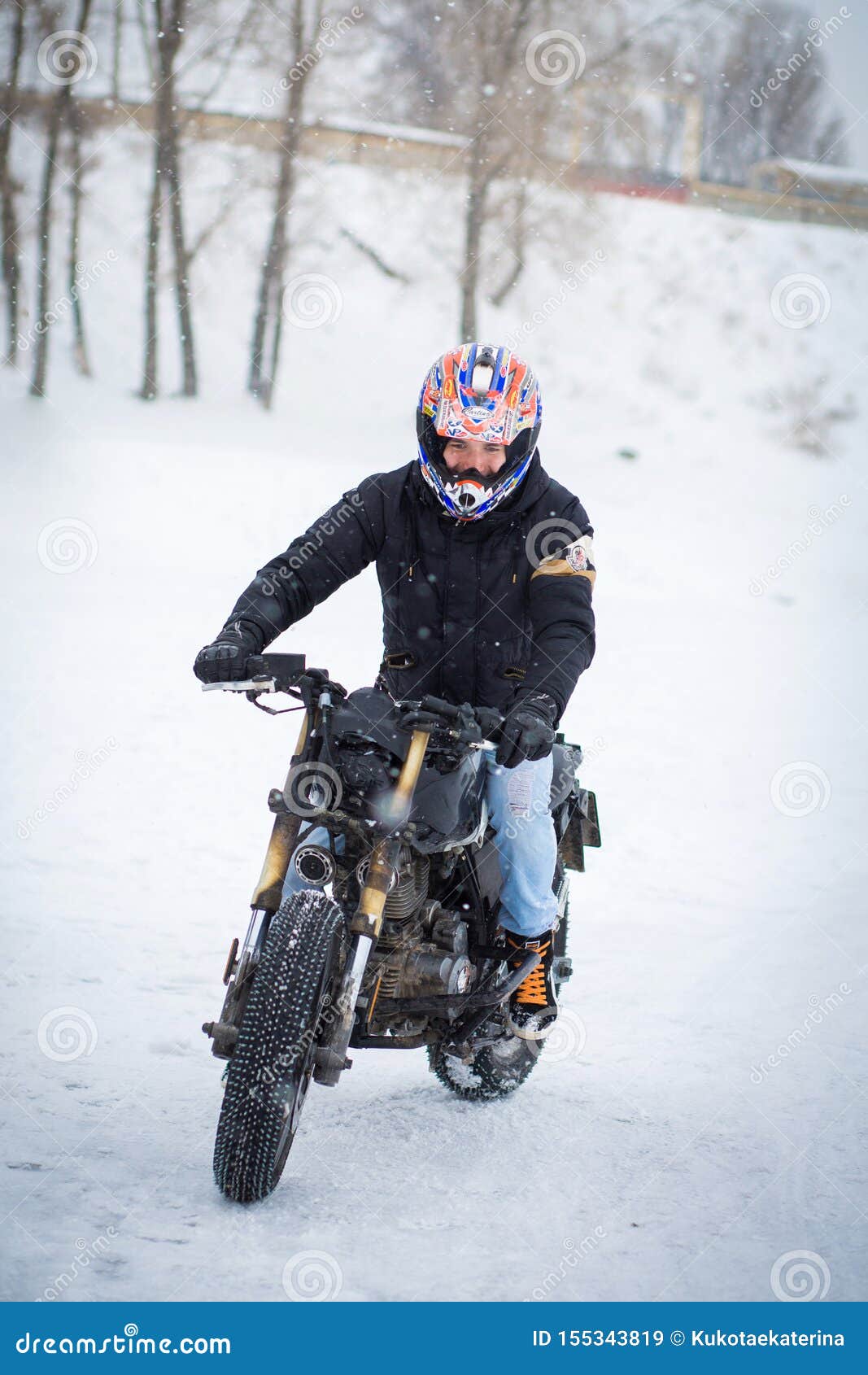 A Guy Rides a Motorcycle on a Frozen Lake Editorial Stock Image - Image ...
