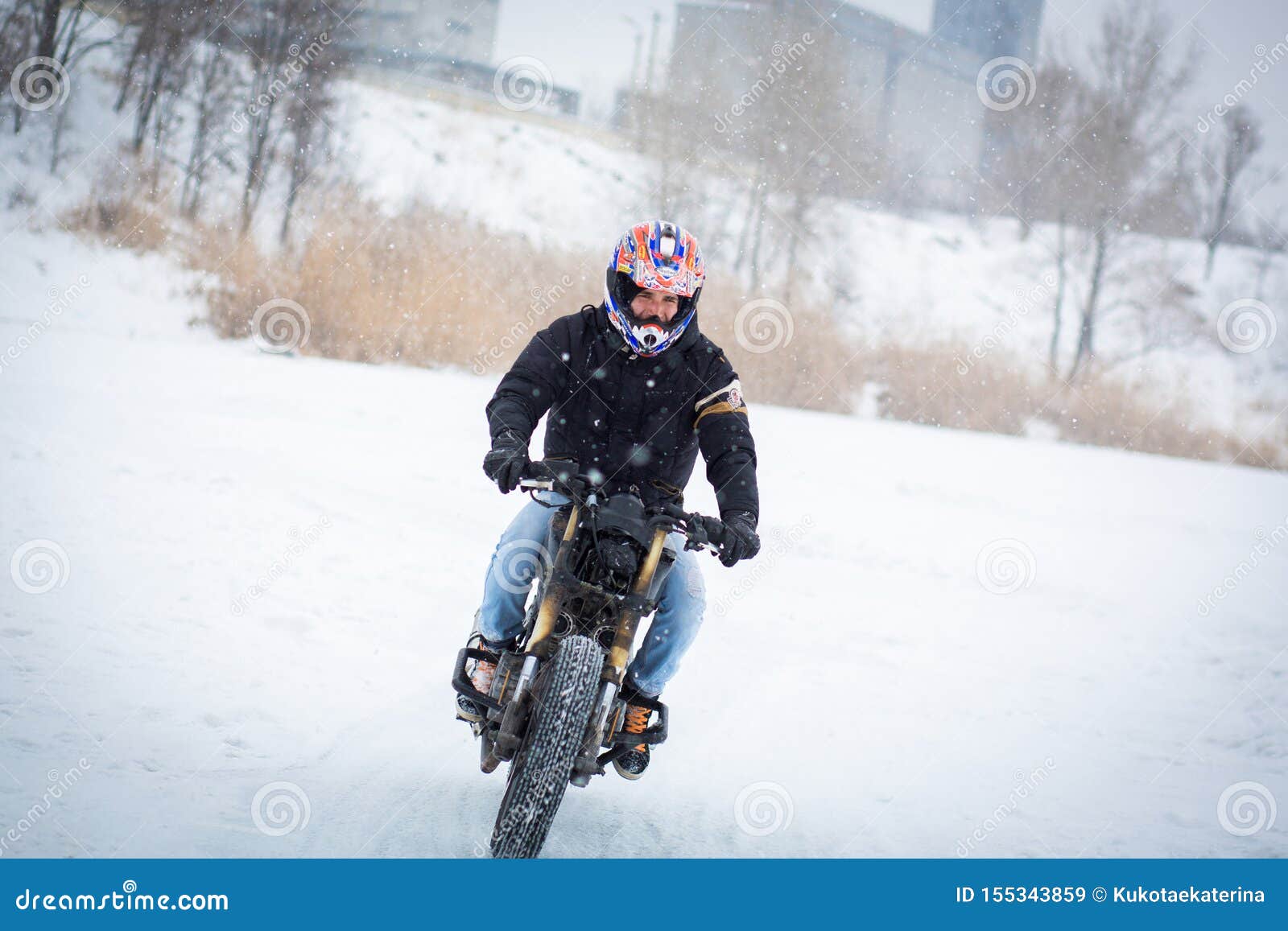 A Guy Rides a Motorcycle on a Frozen Lake Editorial Stock Image - Image ...