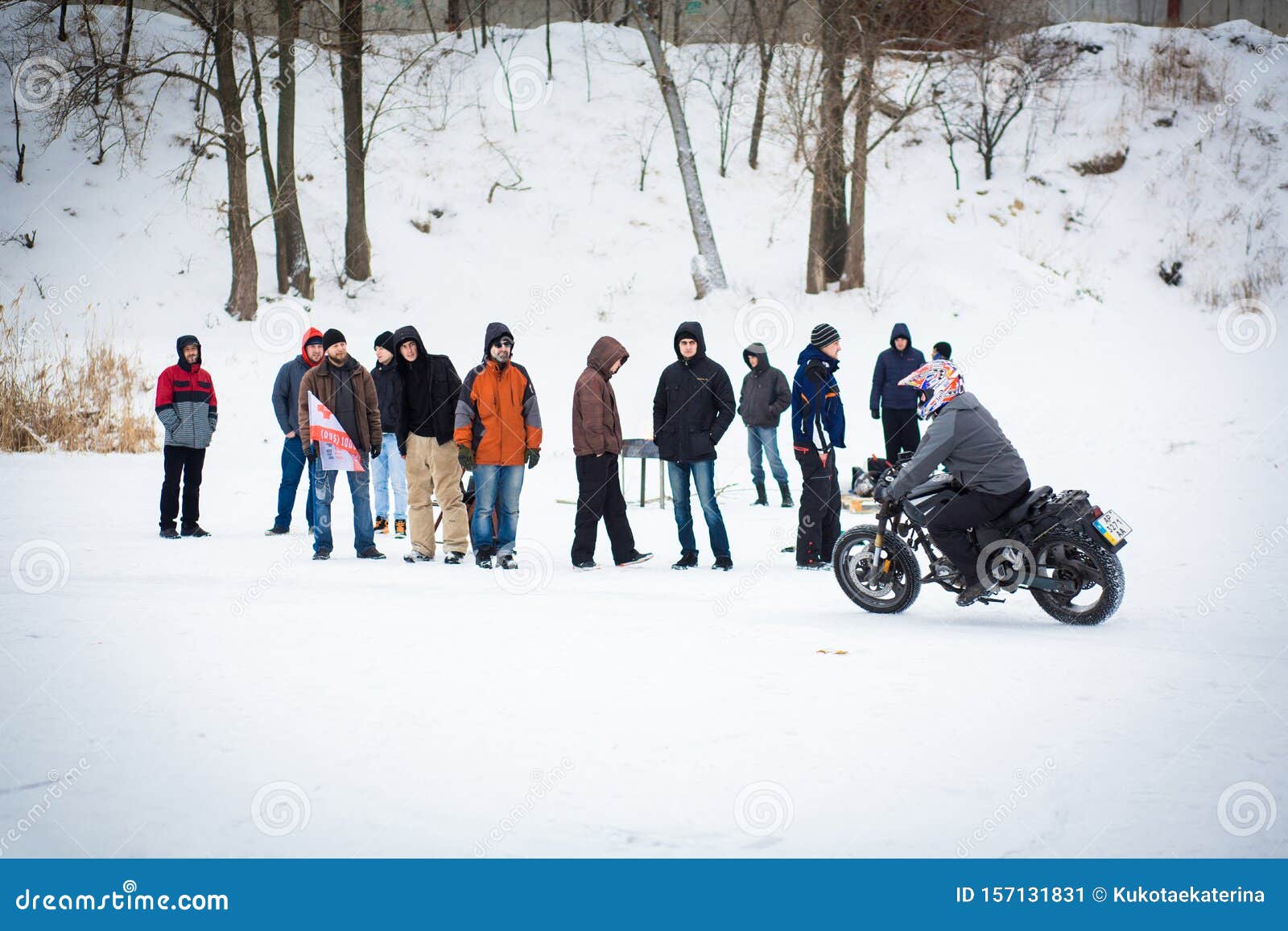 A Guy Rides a Motorcycle on a Frozen Lake Editorial Photo - Image of ...