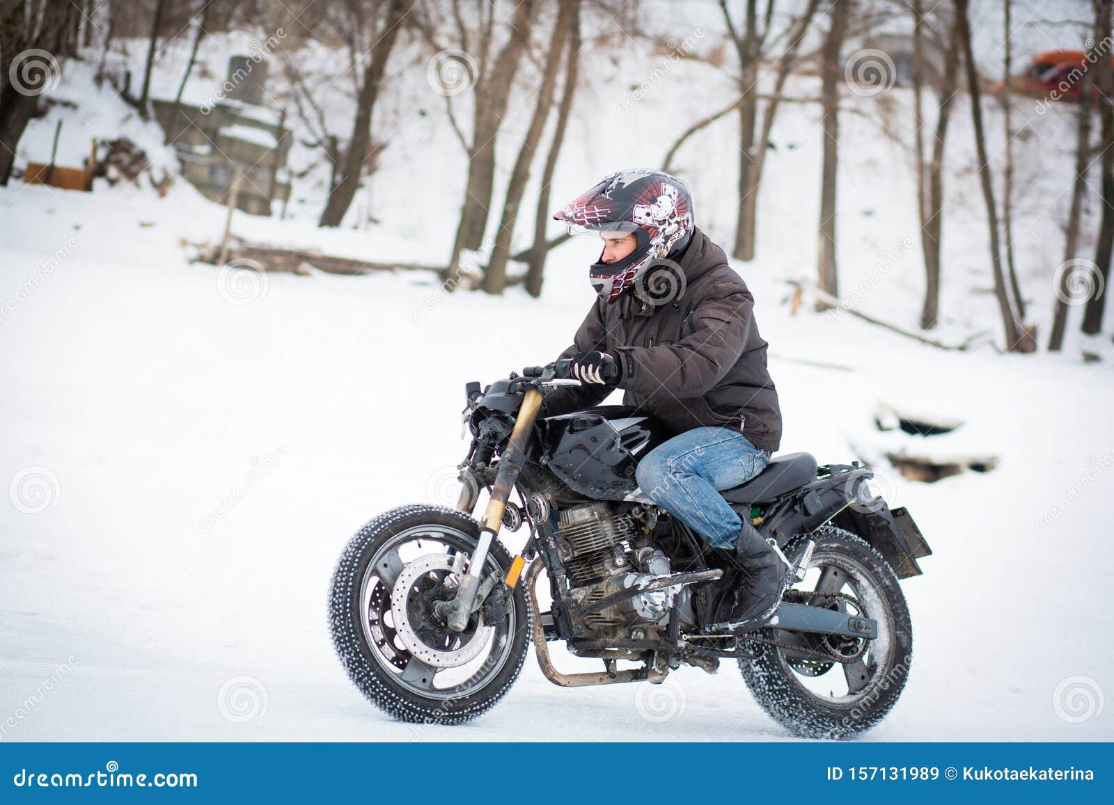 A Guy Rides a Motorcycle on a Frozen Lake Editorial Stock Image - Image ...