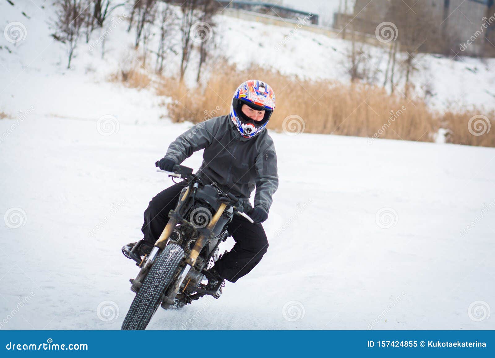 A Guy Rides a Motorcycle on a Frozen Lake Editorial Image - Image of ...