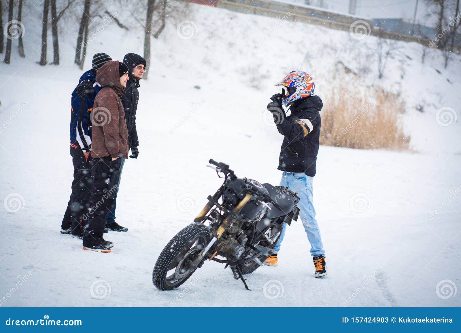 A Guy Rides a Motorcycle on a Frozen Lake Editorial Stock Photo - Image ...