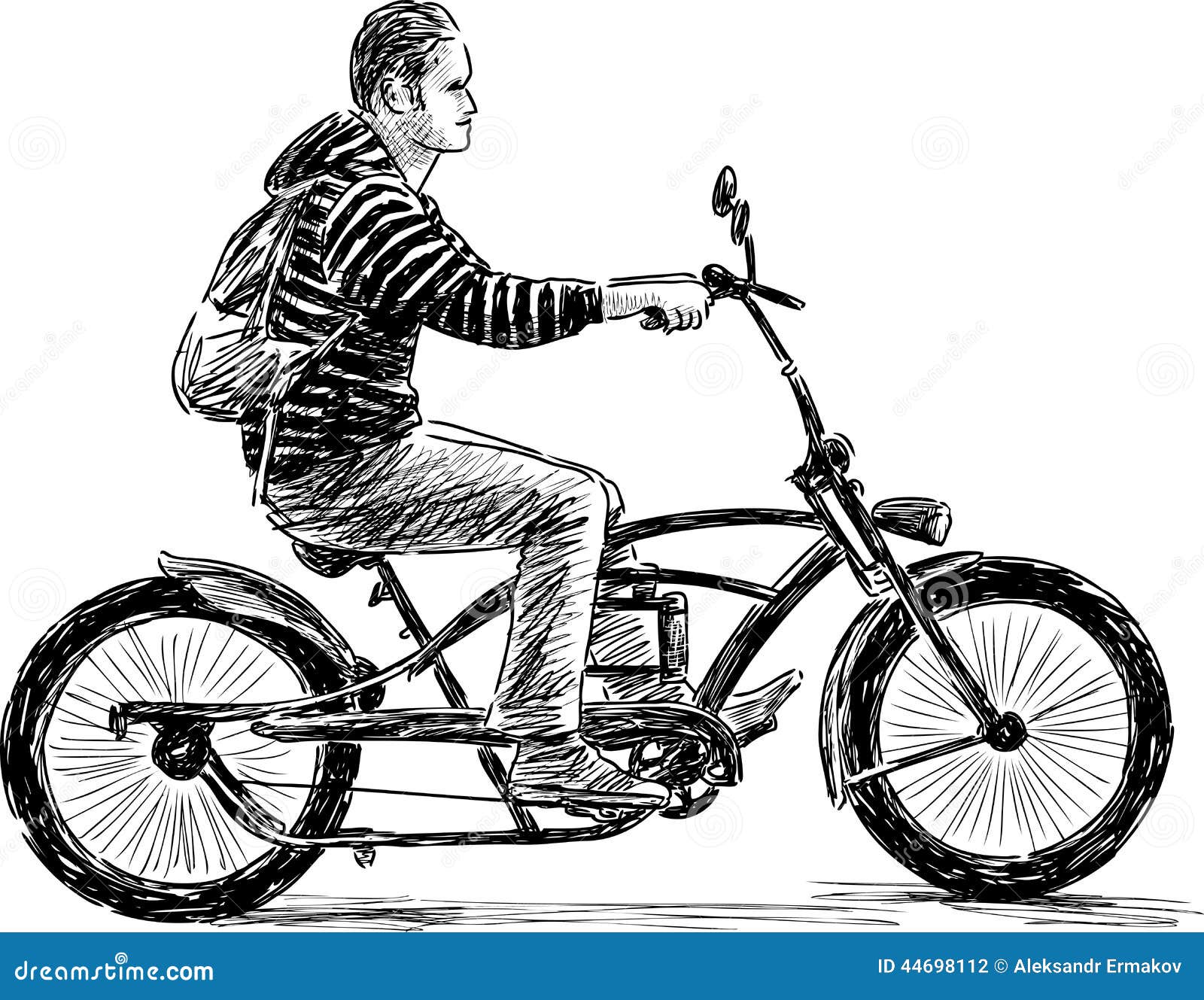 Guy riding a bicycle stock vector. Illustration of cycling - 44698112
