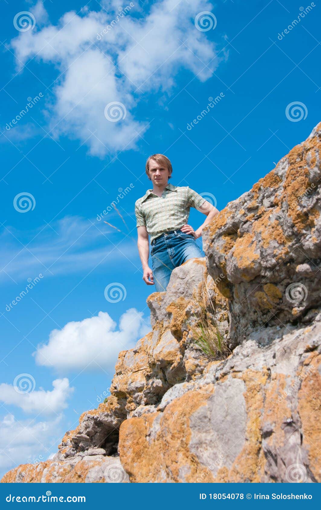 The guy on a rock stock photo. Image of rocks, moss, relaxing - 18054078