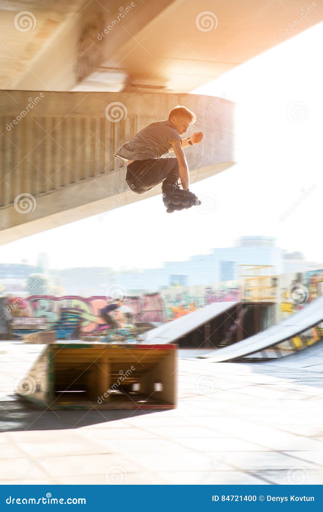 Guy on Rollerblades Jumping. Stock Photo - Image of jump, generation ...