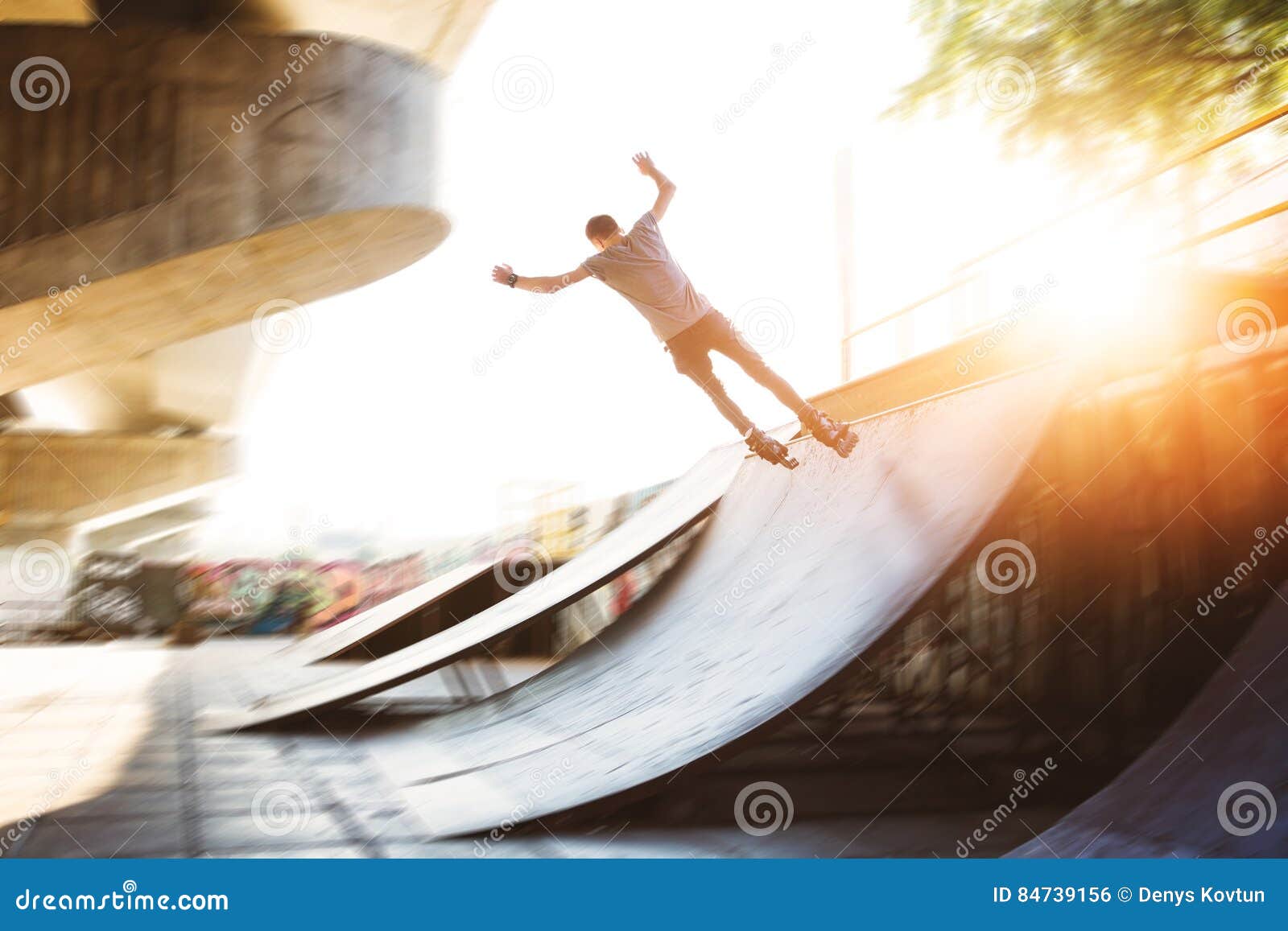 Guy Rollerblading Outdoors. Stock Photo - Image of lifestyle, focus ...