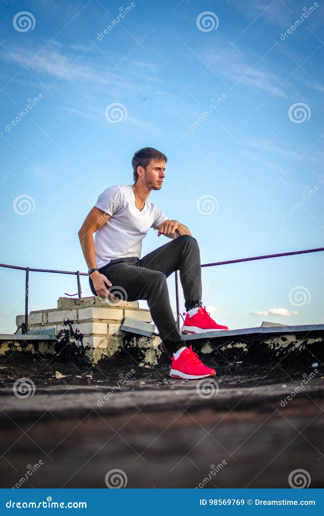 The guy on the roof stock image. Image of style, roof - 98569769