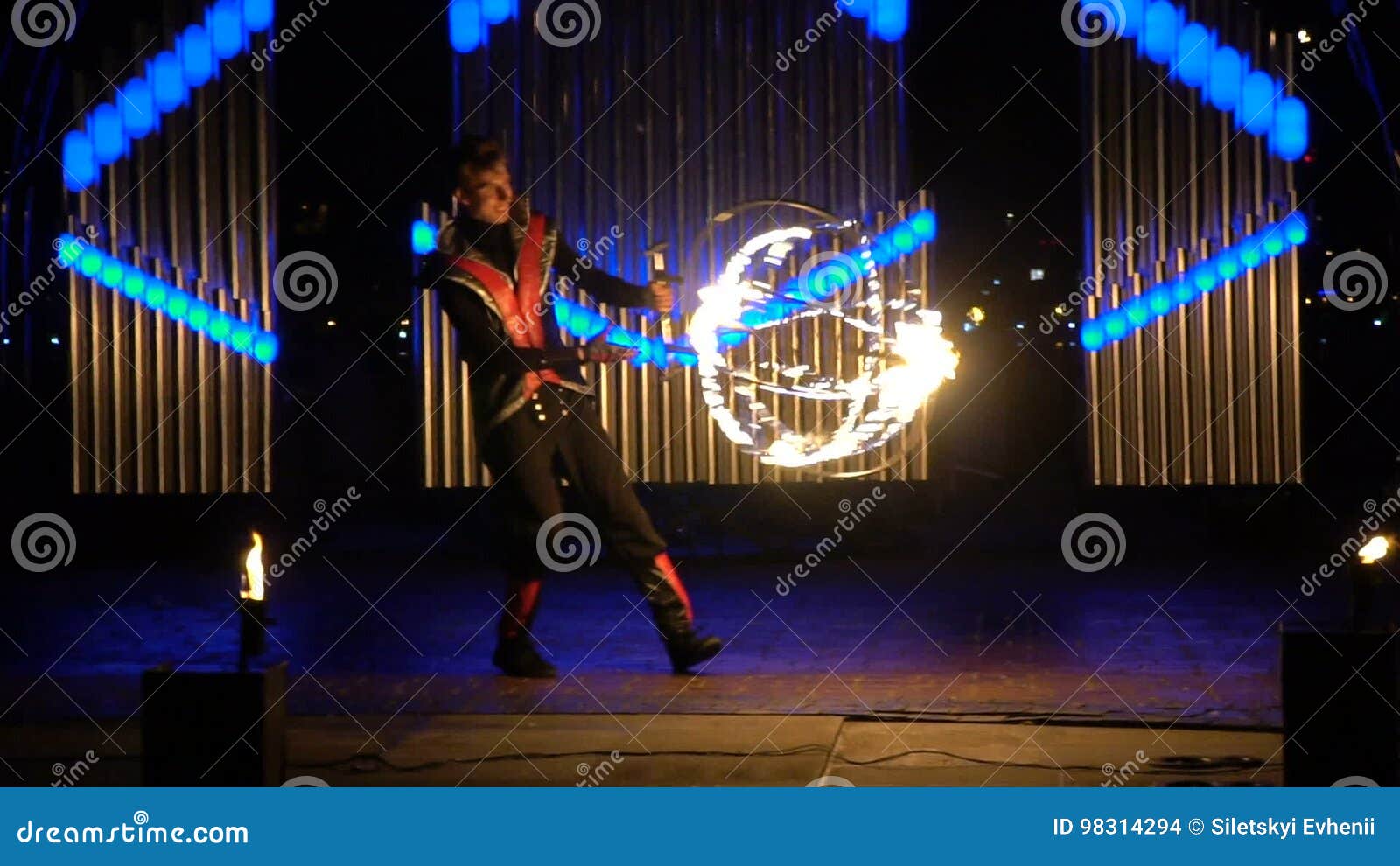 Guy Rotates a Giant Fireball Stock Footage - Video of lifestyle ...