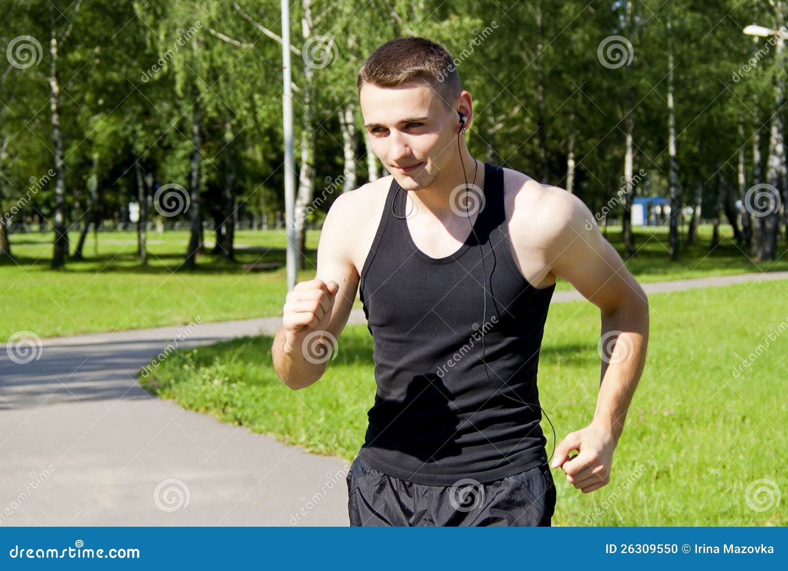 Guy Running with Headphones Stock Photo - Image of athletic, fitness ...